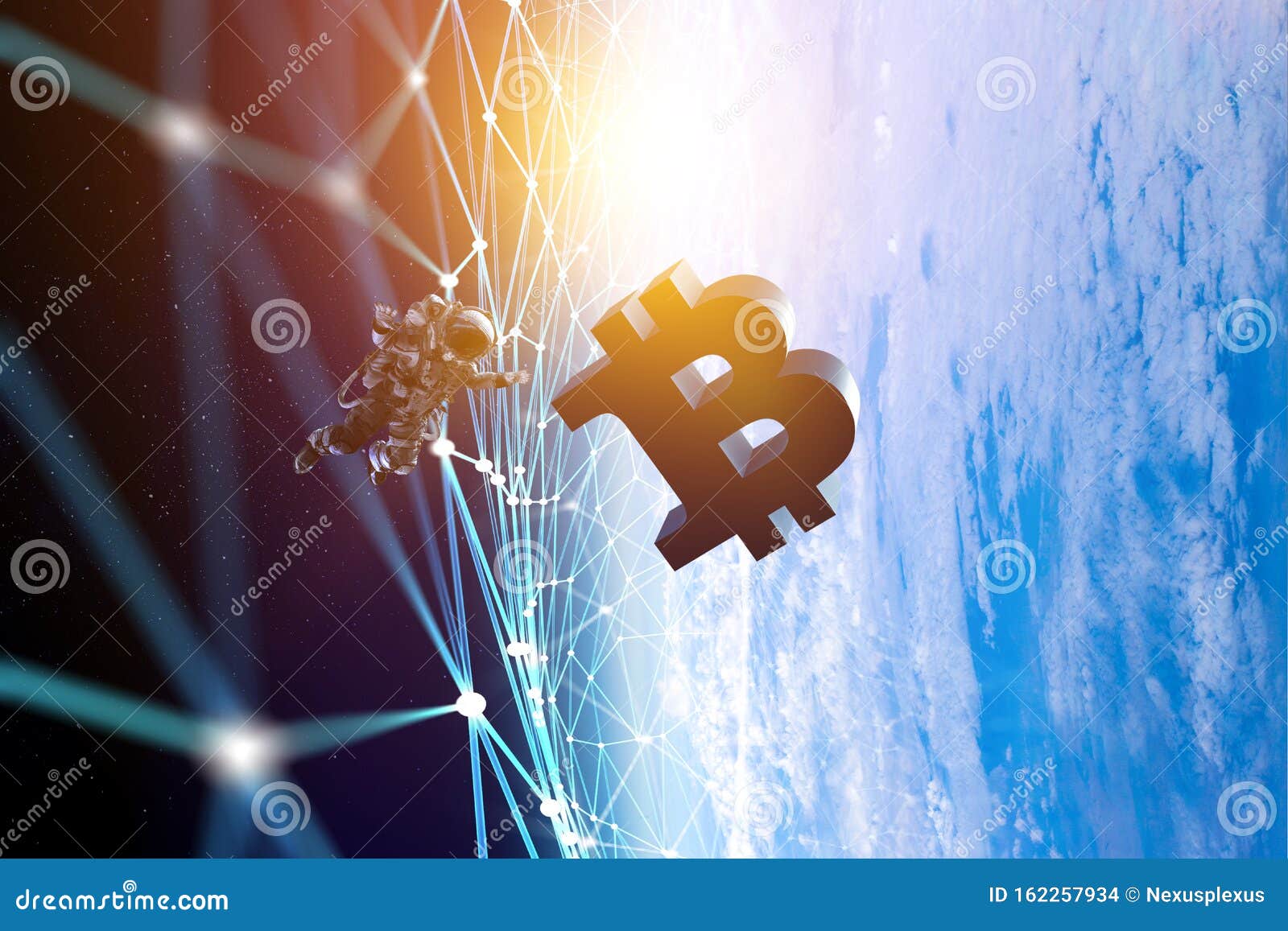 Crypto Currency Space. 3d Rendering Stock Illustration - Illustration ...