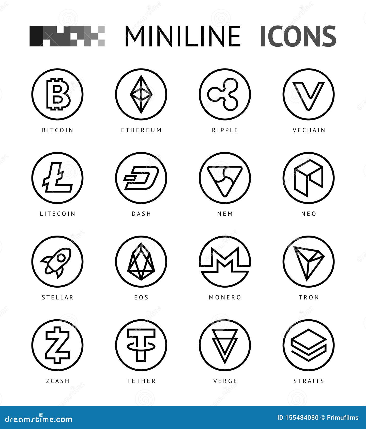 Crypto Currency Thin Line Icons Isolated Vector Stock Illustration ...