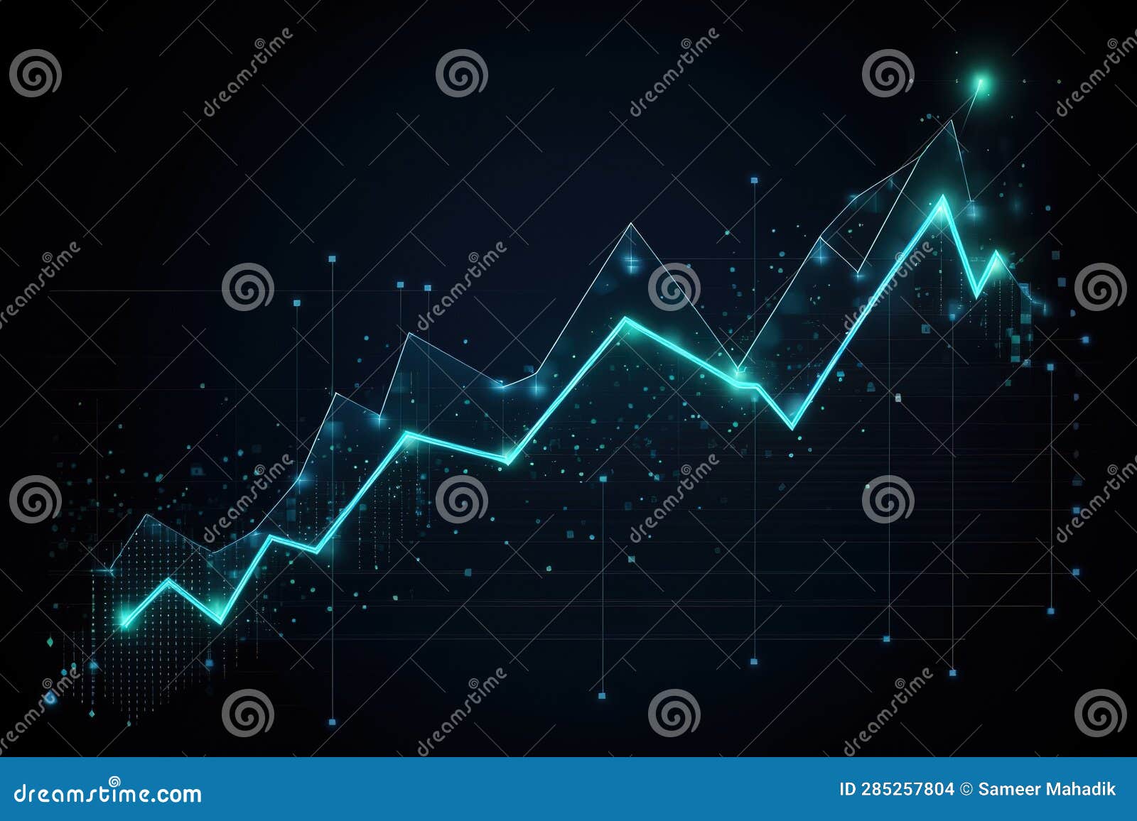 Crypto Graph Chart with Black Background and Blue Lines. Generative AI ...