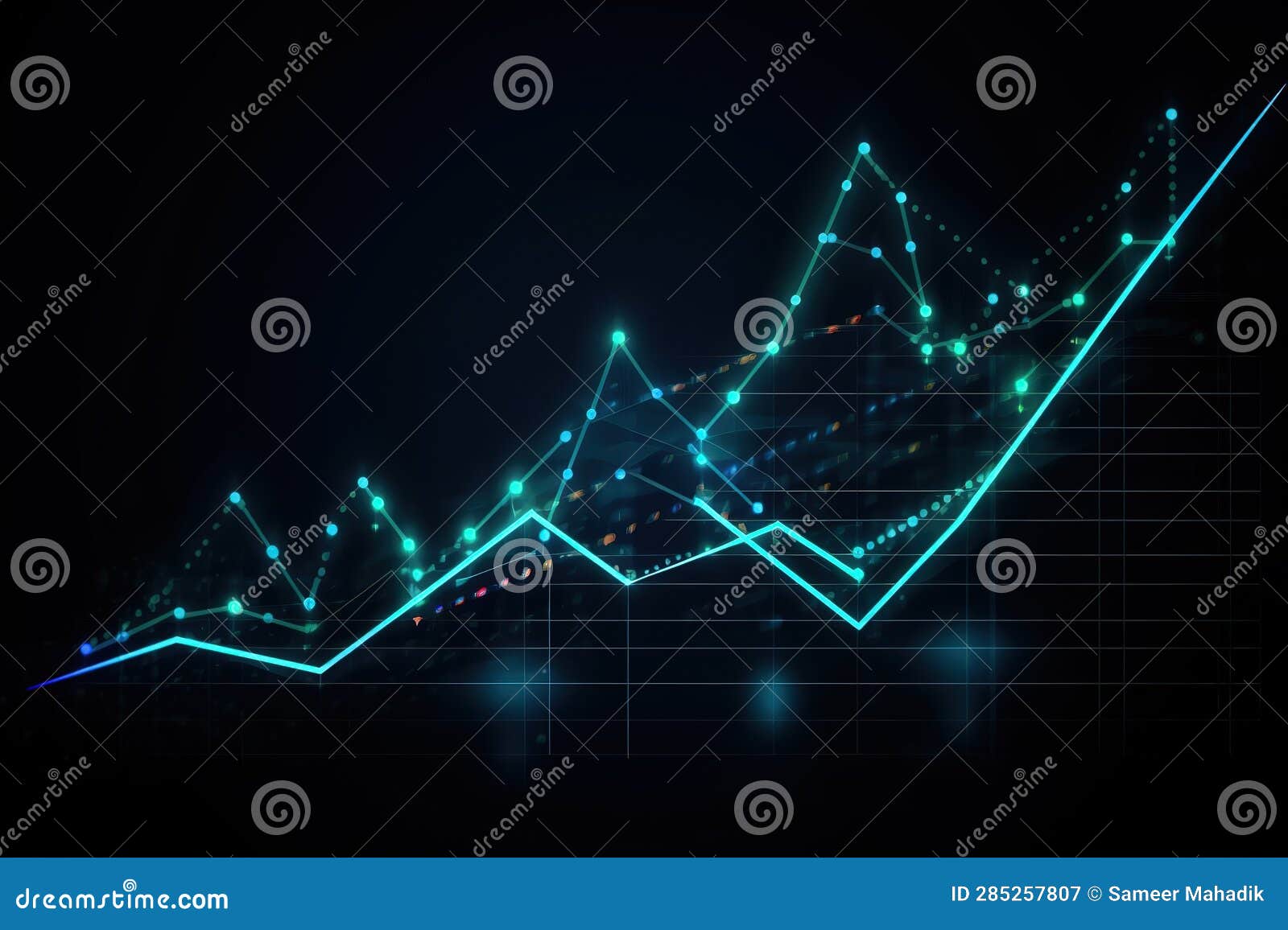 Crypto Graph Chart with Black Background and Blue Lines. Generative AI ...