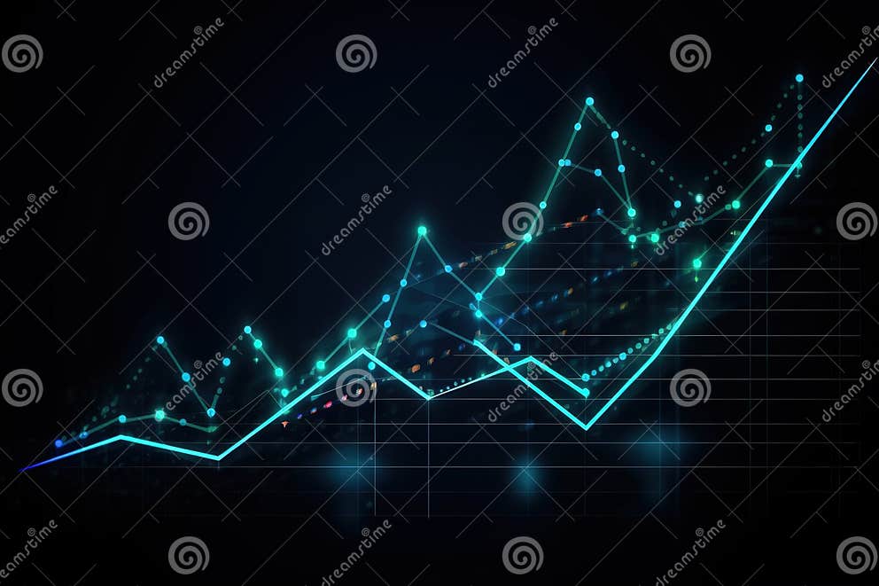 Crypto Graph Chart with Black Background and Blue Lines. Generative AI ...