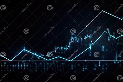 Crypto Graph Chart with Black Background and Blue Lines. Generative AI ...