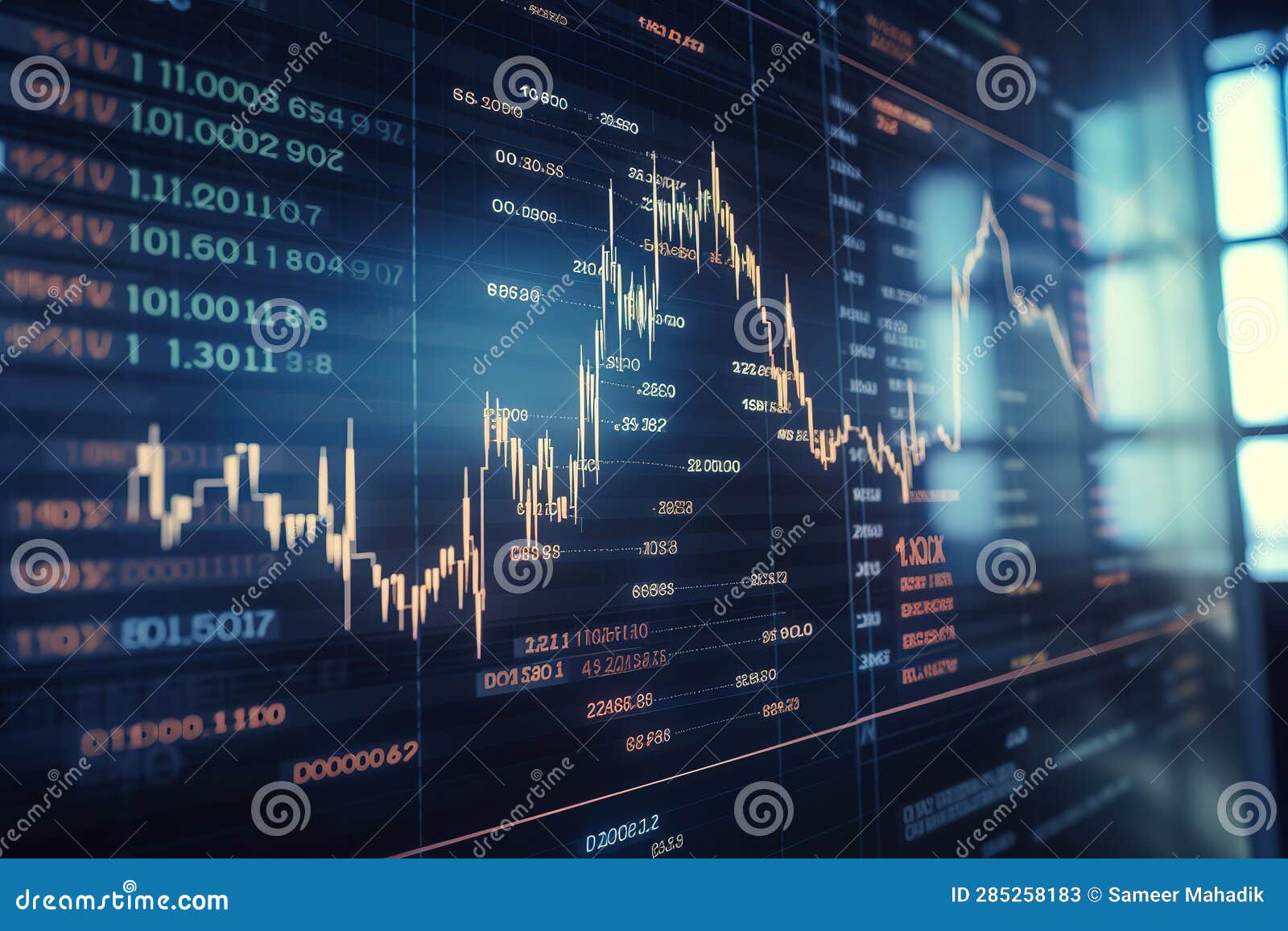 Crypto Graph Chart with Black Background and Blue Lines on a Device ...