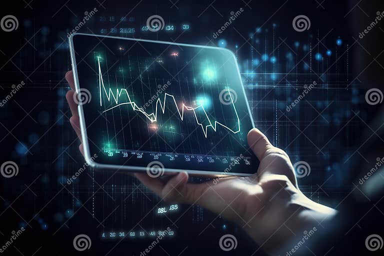 Crypto Graph Chart with Black Background and Blue Lines on a Device ...