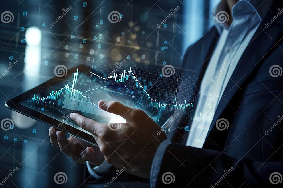 Crypto Graph Chart with Black Background and Blue Lines on a Device ...
