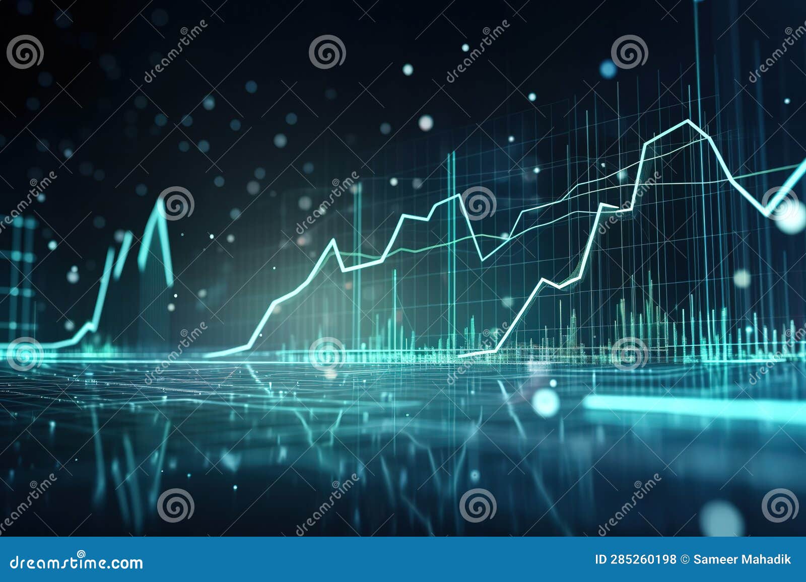 Crypto Graph Chart with Blue Line and Black Background. Generative AI ...