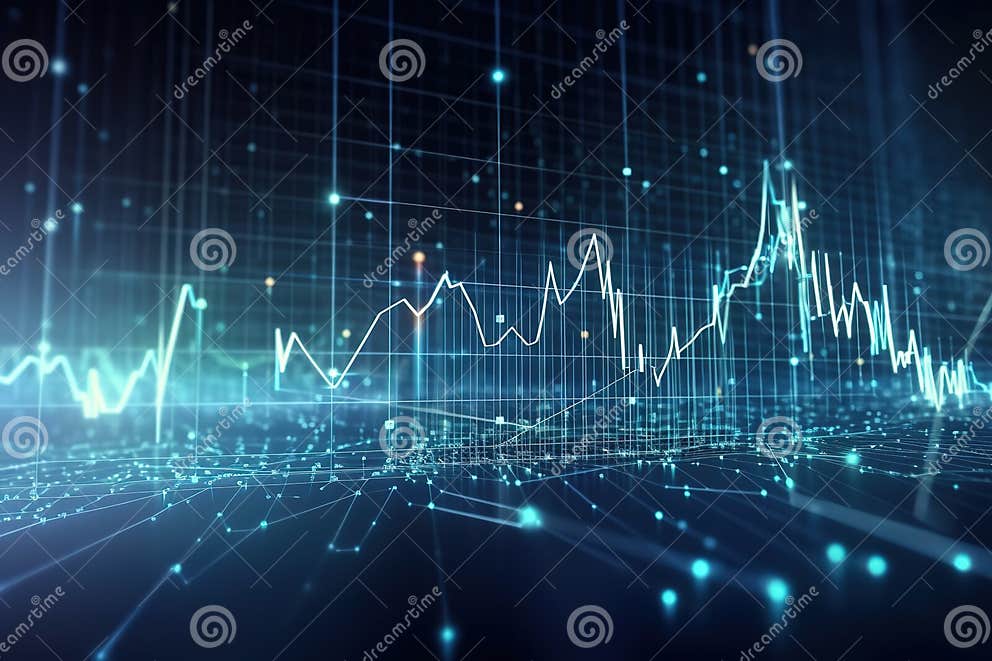Crypto Graph Chart with Blue Line and Black Background. Generative AI ...