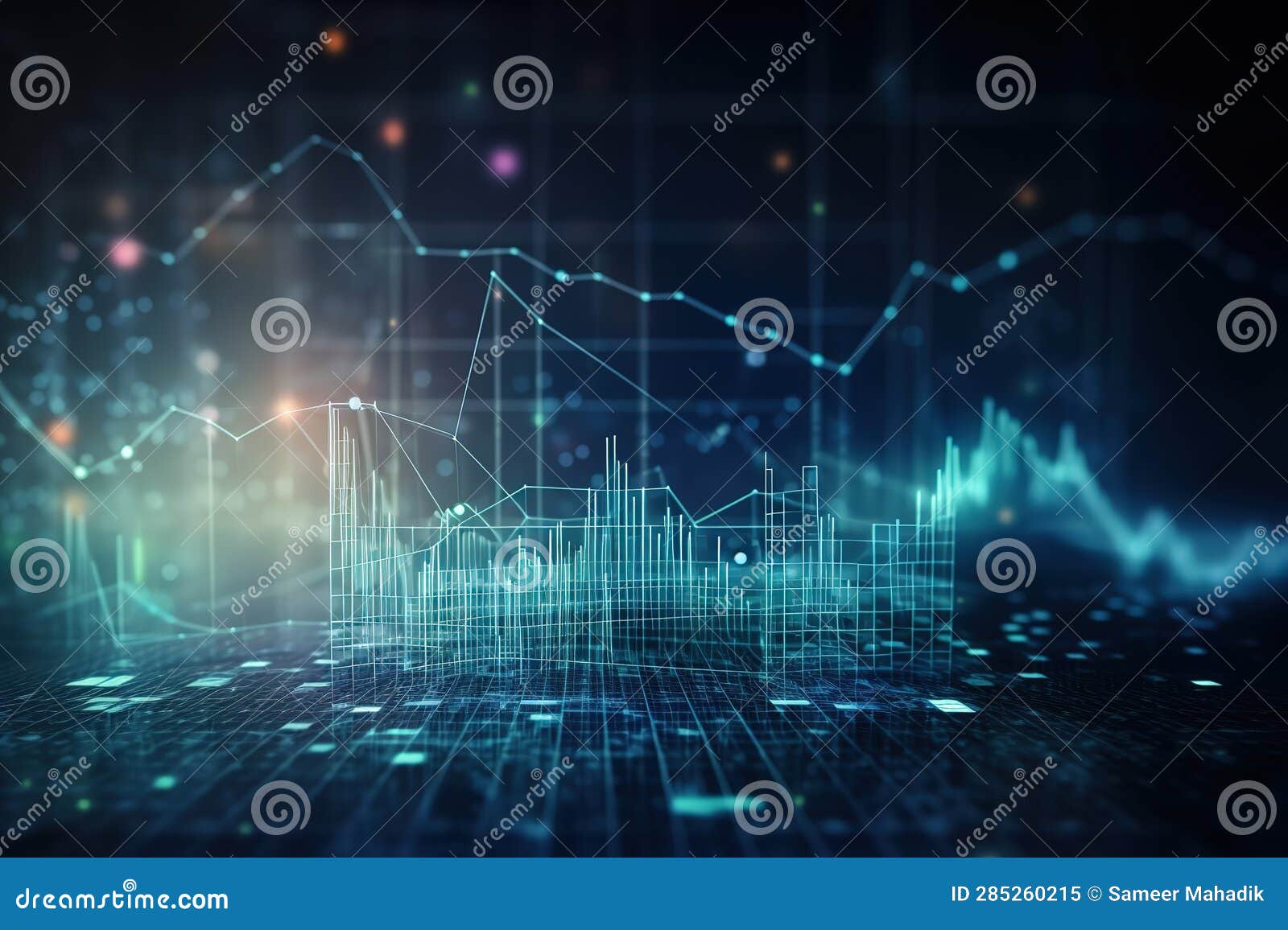 Crypto Graph Chart with Blue Line and Black Background. Generative AI ...