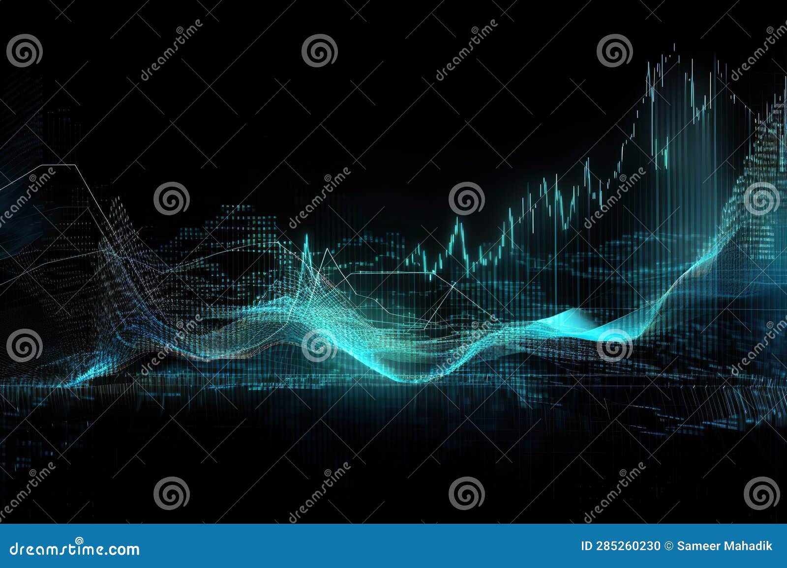Crypto Graph Chart with Blue Line and Black Background. Generative AI ...