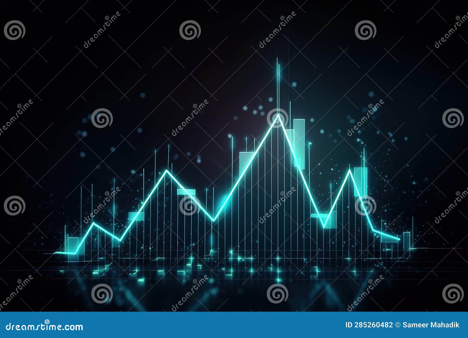 Crypto Graph Chart with Blue Line and Black Background. Generative AI ...