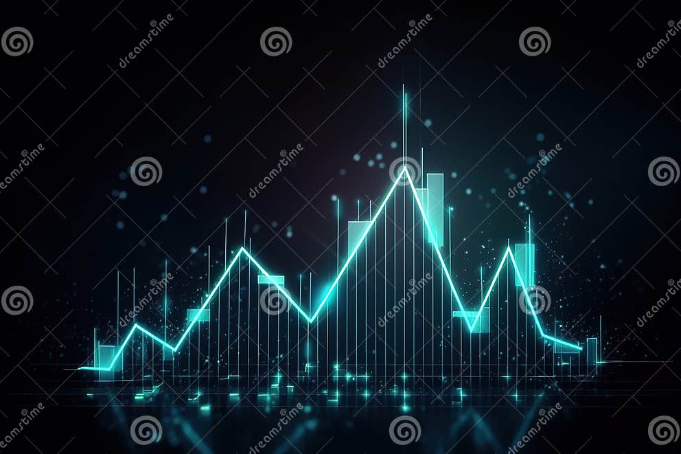 Crypto Graph Chart with Blue Line and Black Background. Generative AI ...