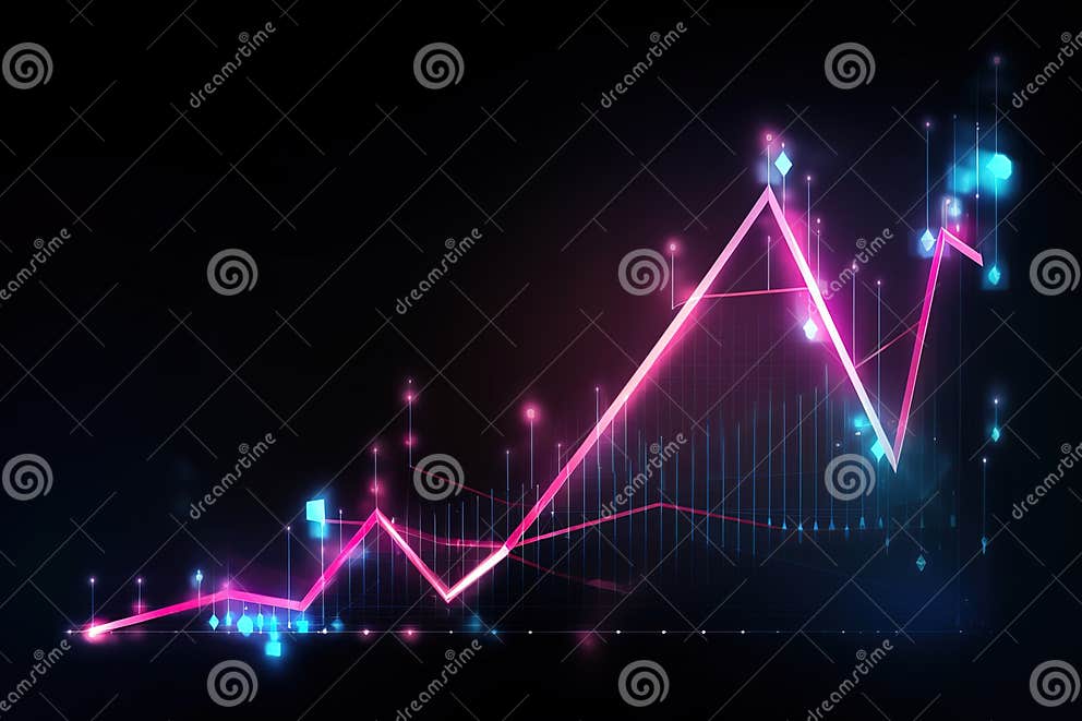 Crypto Graph Chart with Blue Line and Black Background. Generative AI ...