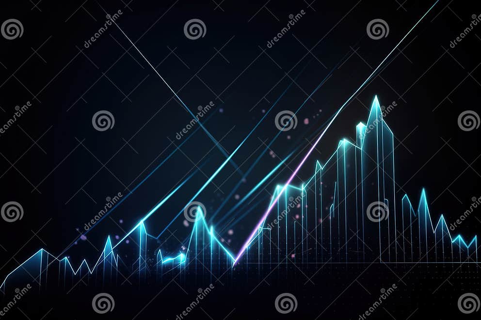 Crypto Graph Chart with Blue Line and Black Background. Generative AI ...