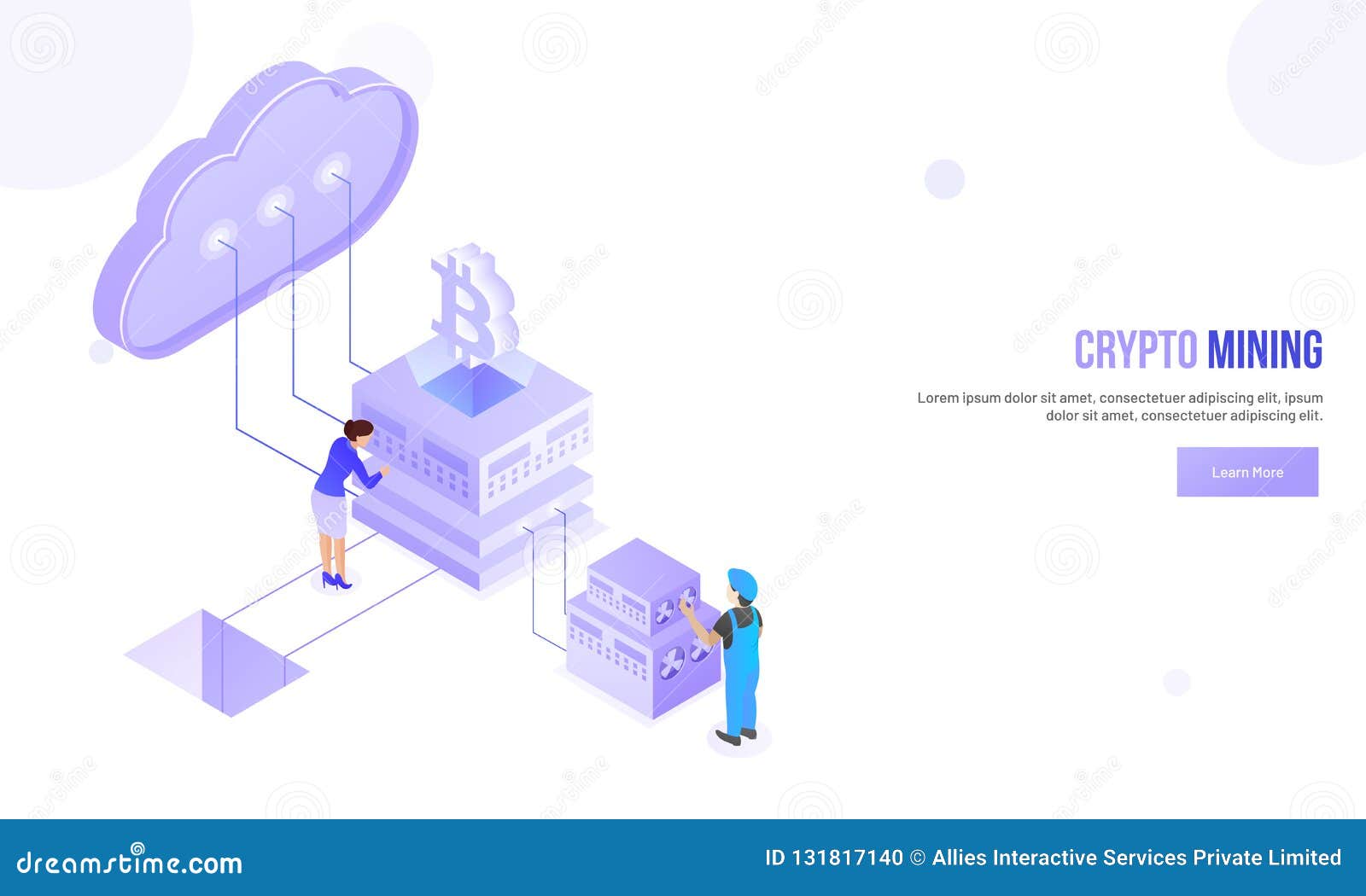 Crypto Mining Concept Based Isometric Design, Miniature People W Stock Illustration ...