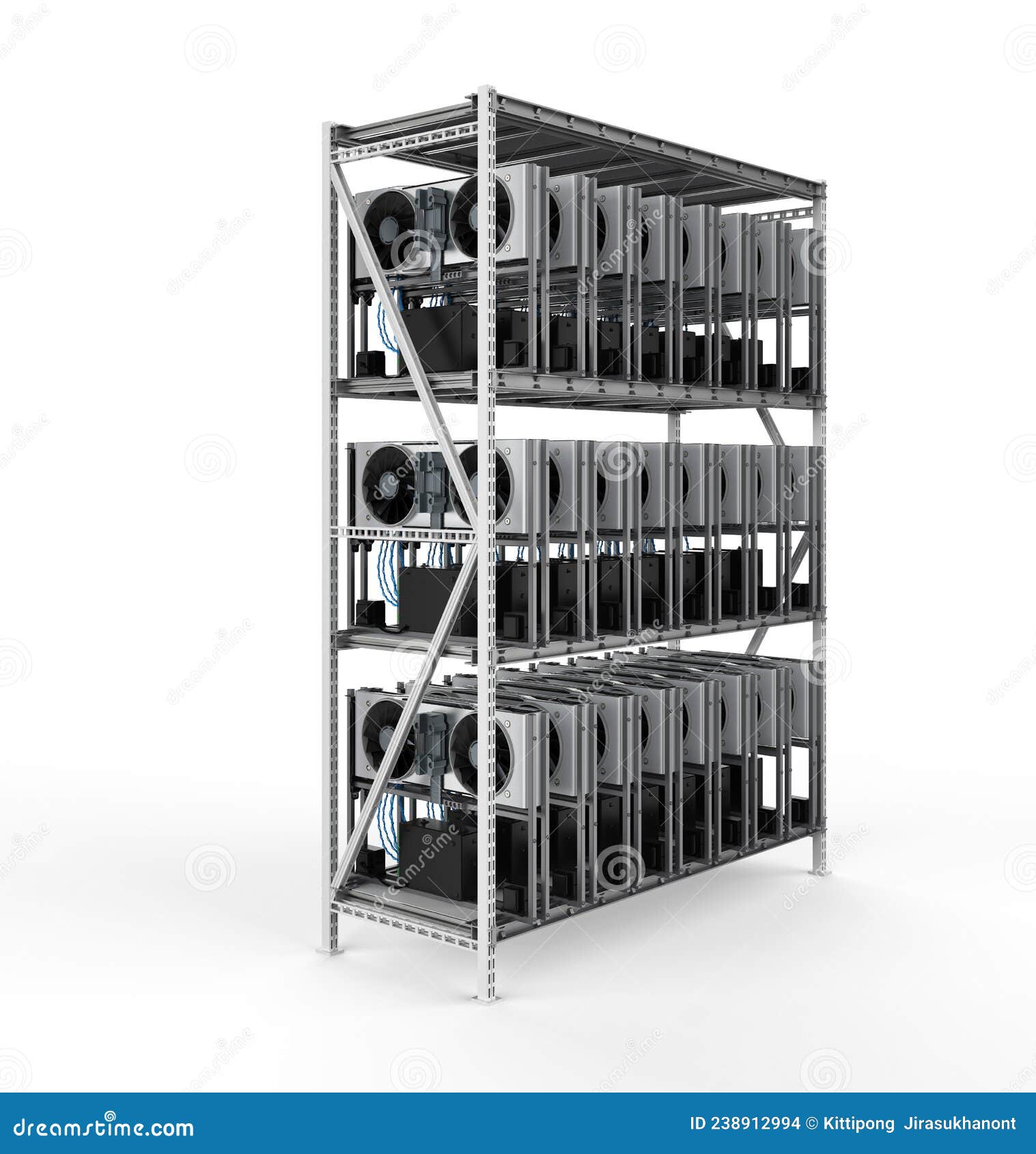 Crypto Mining Farm with Graphic Card or Gpu Rack Stock Illustration ...