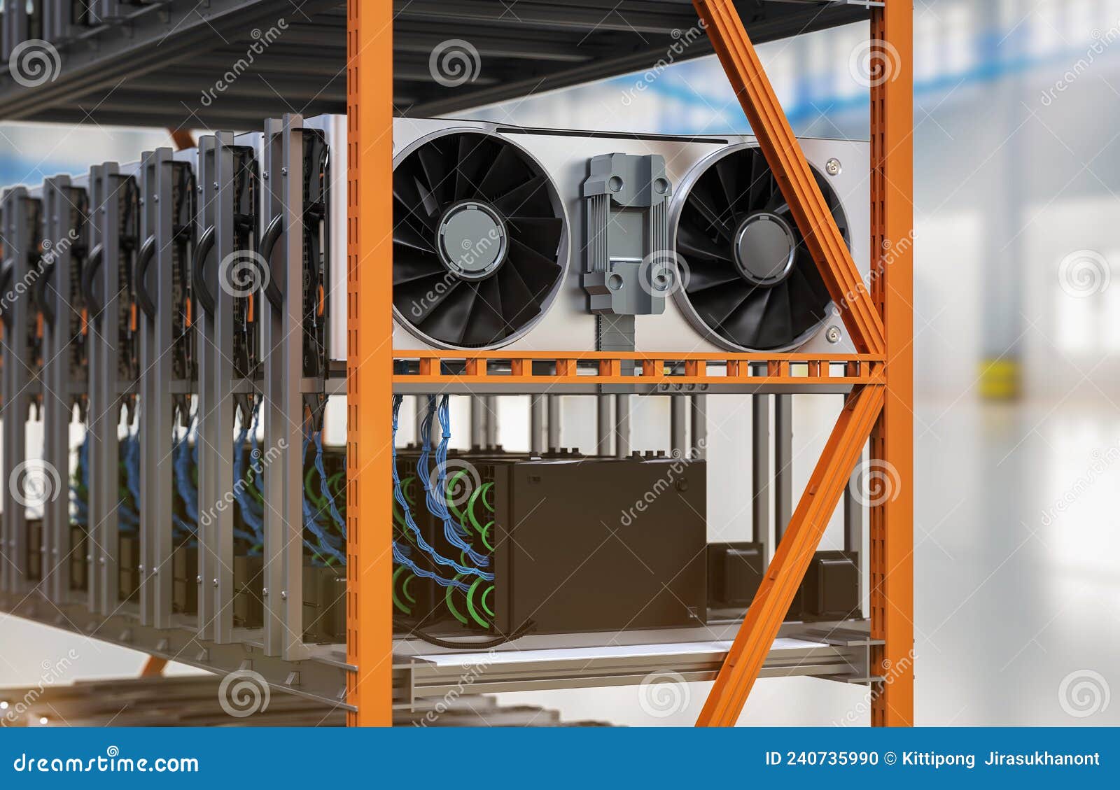 Crypto Mining Farm with Graphic Card or Gpu Rack in Warehouse Stock ...
