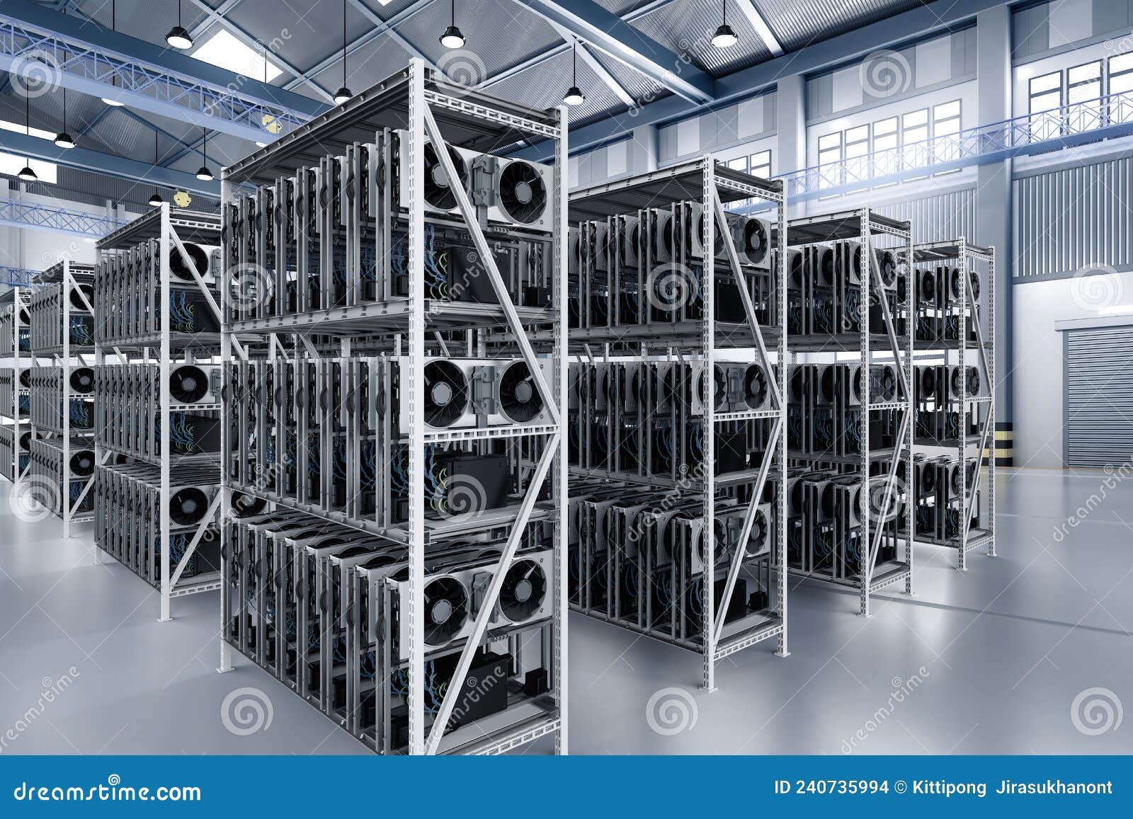 Crypto Mining Farm with Graphic Card or Gpu Rack in Warehouse Stock ...