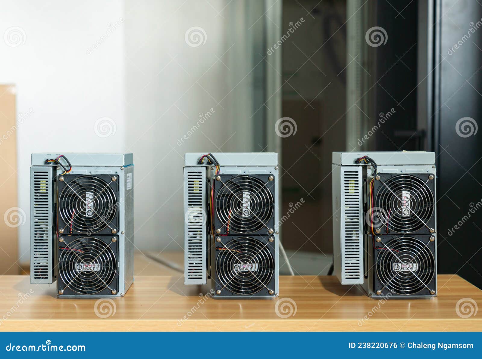 3 Crypto Mining Machines Mining Coins Stock Photo - Image of control ...
