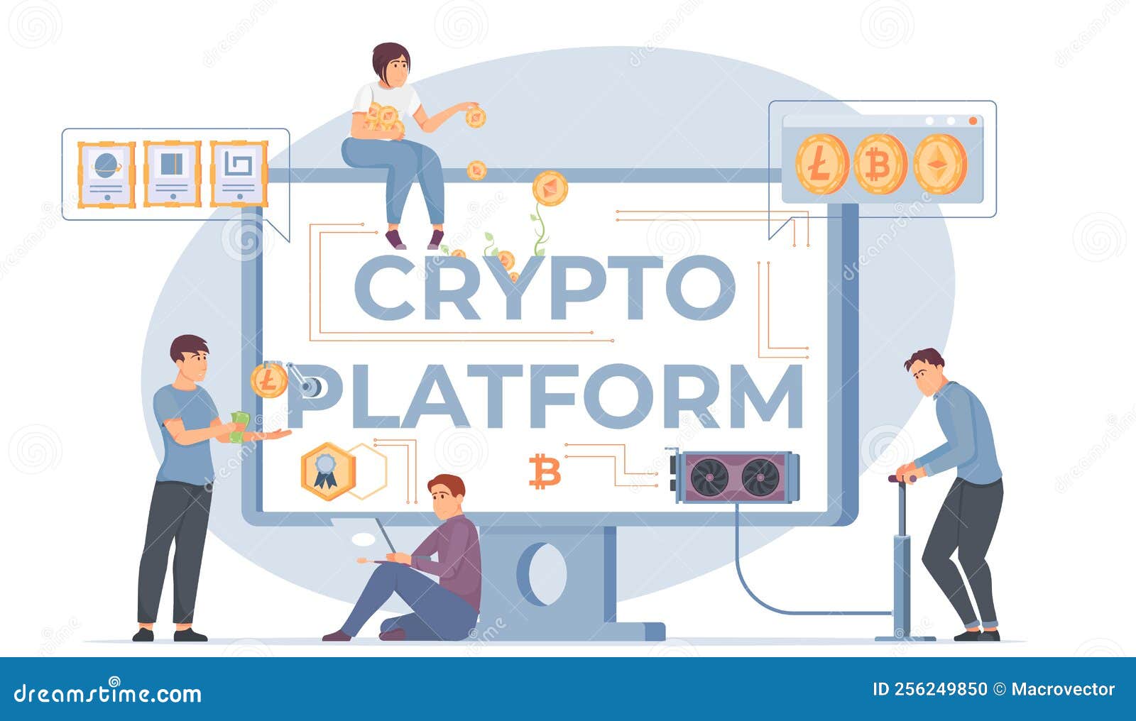 Crypto Platform Concept stock vector. Illustration of elements - 256249850