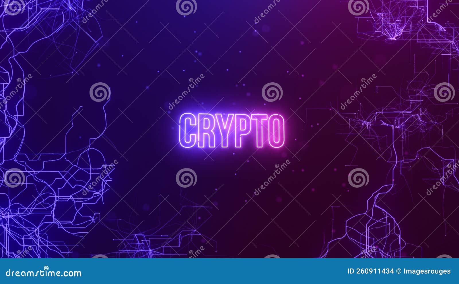 Crypto Tech Text Neon on Abstract Background of Connection Data ...
