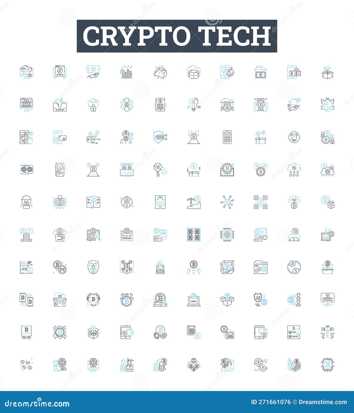 Crypto Tech Vector Line Icons Set. Cryptocurrency, Blockchain, Mining ...
