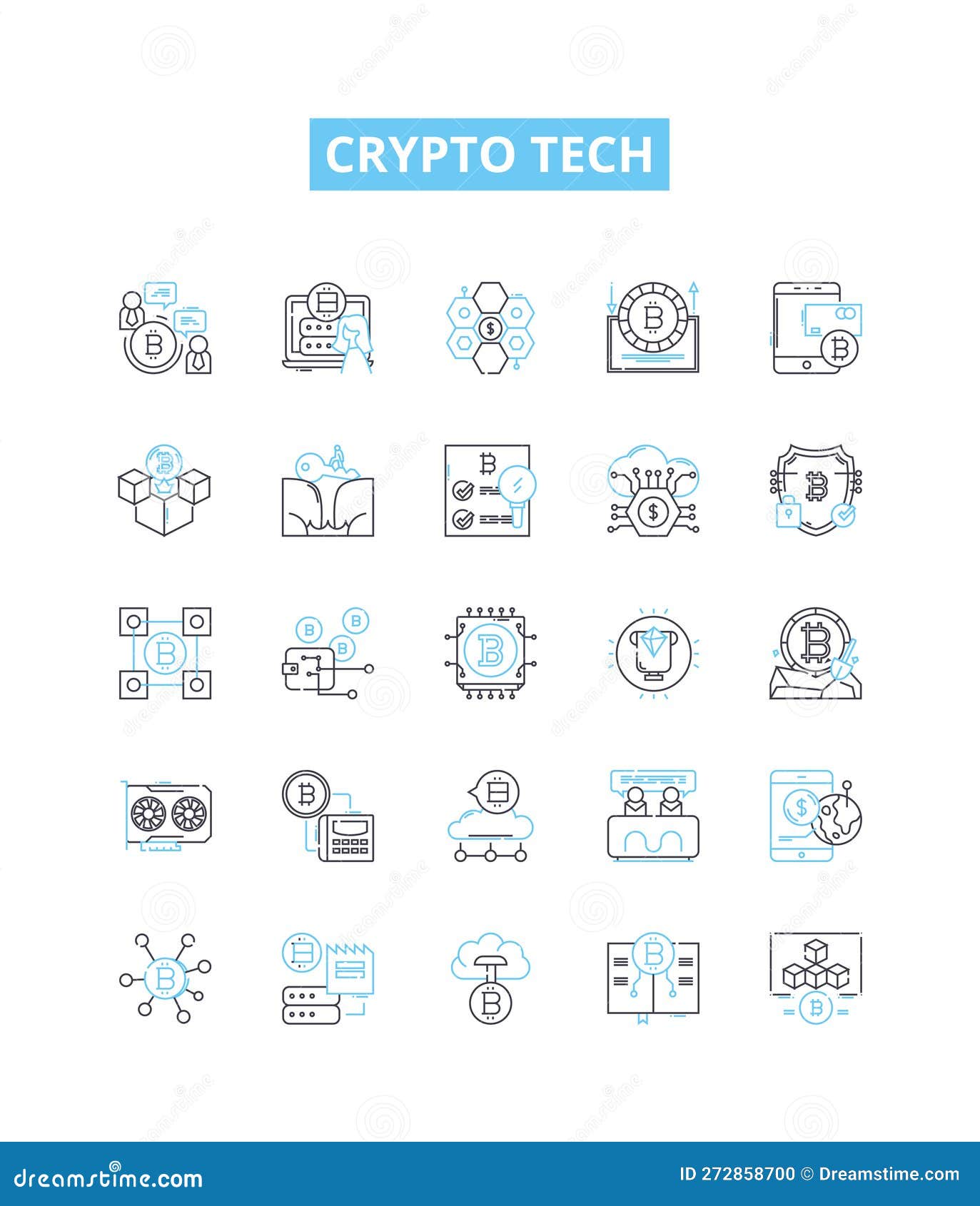 Crypto Tech Vector Line Icons Set. Cryptocurrency, Blockchain, Mining ...