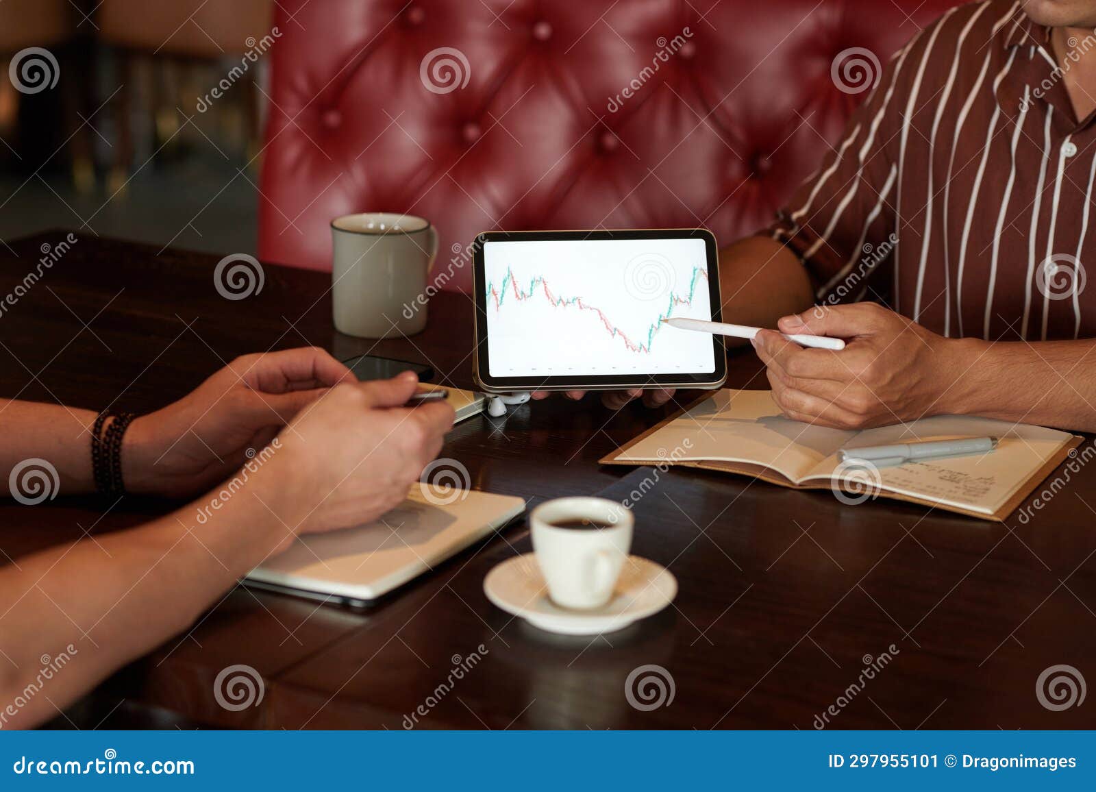 Crypto Traders Meeting in Cafe Stock Image - Image of trader, report: 297955101