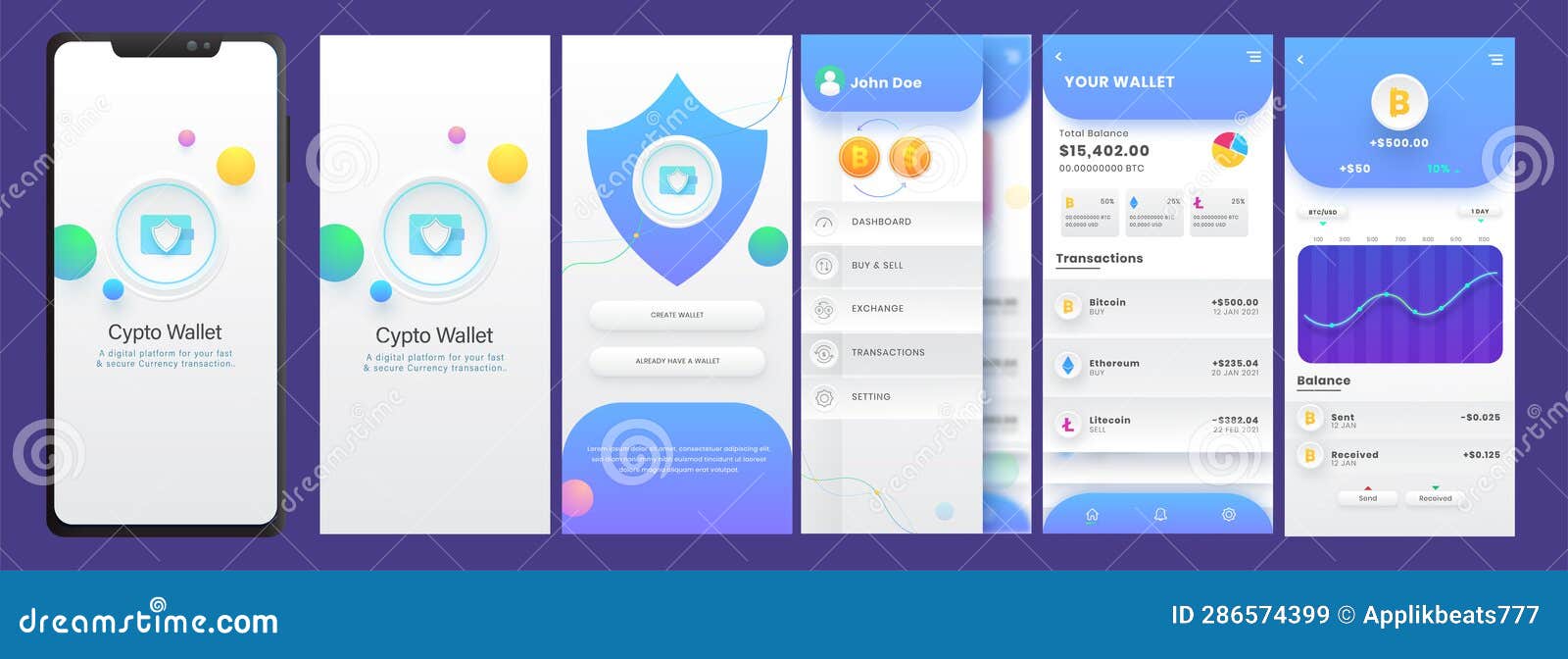 Crypto Wallet Mobile App UI Kit Including Like As Create Account ...