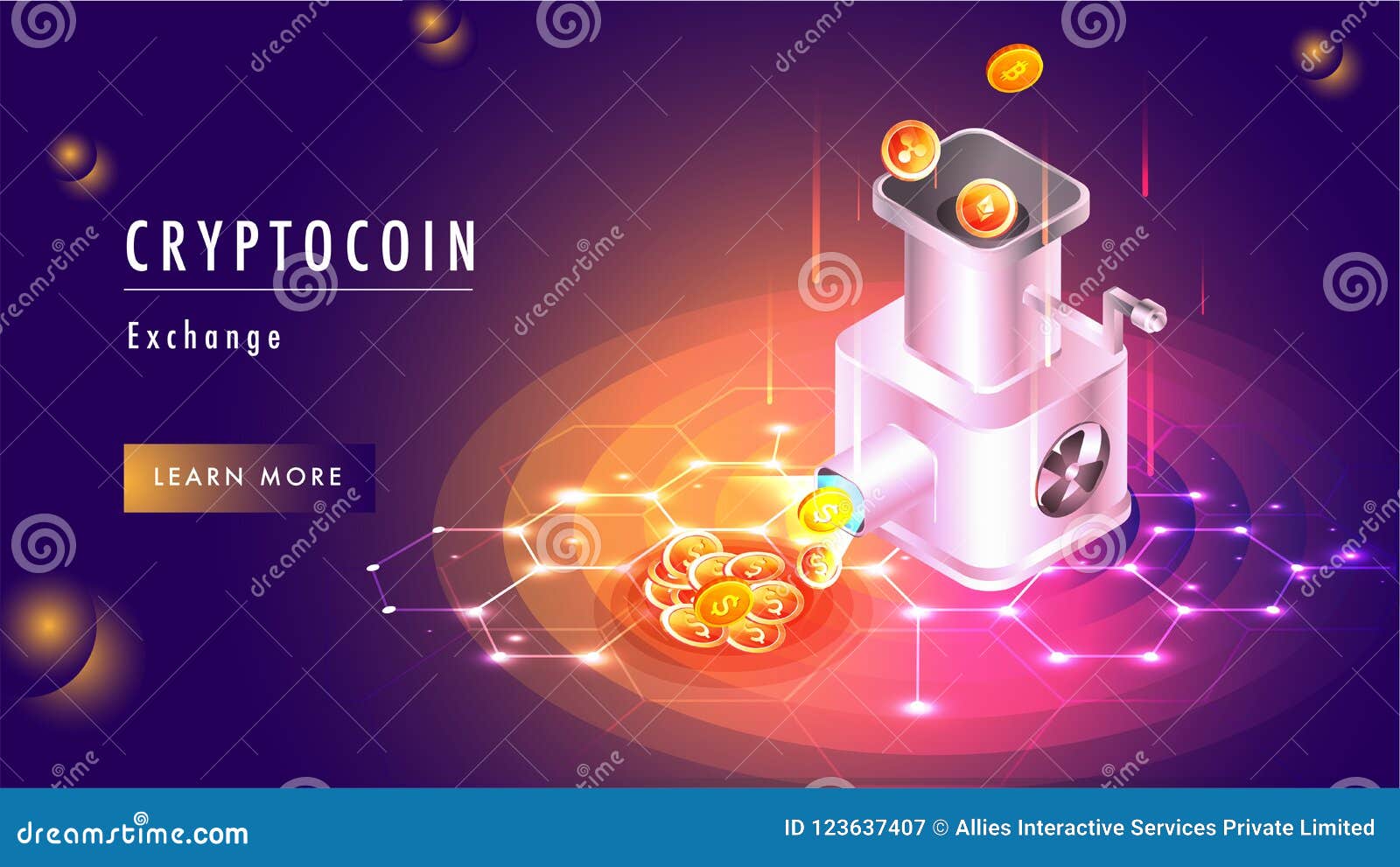 Cryptocoin Exchange Concept Based Web Template Design with Illus Stock ...