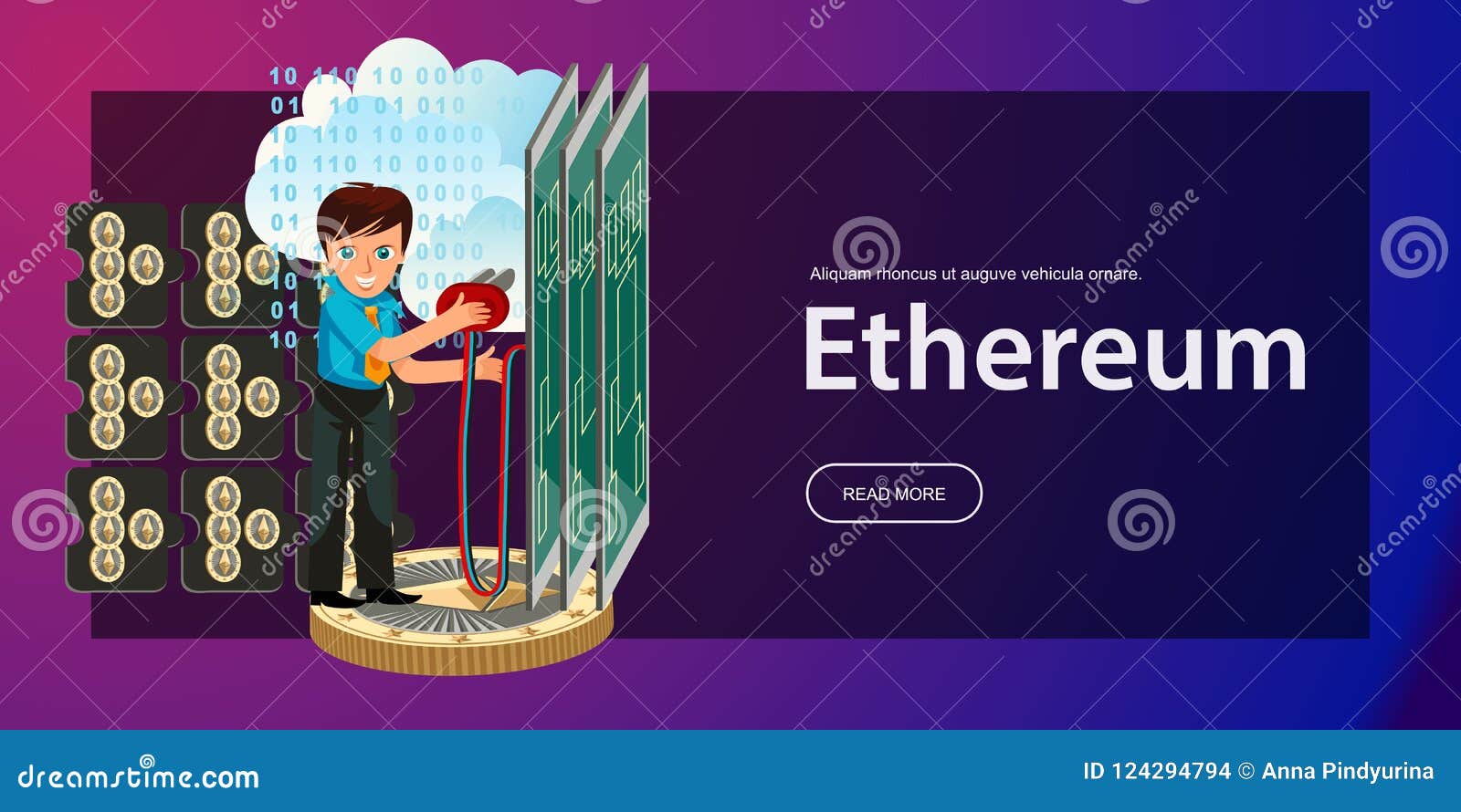 Cryptocoin Mining Ethereum Poster Stock Vector - Illustration of ...
