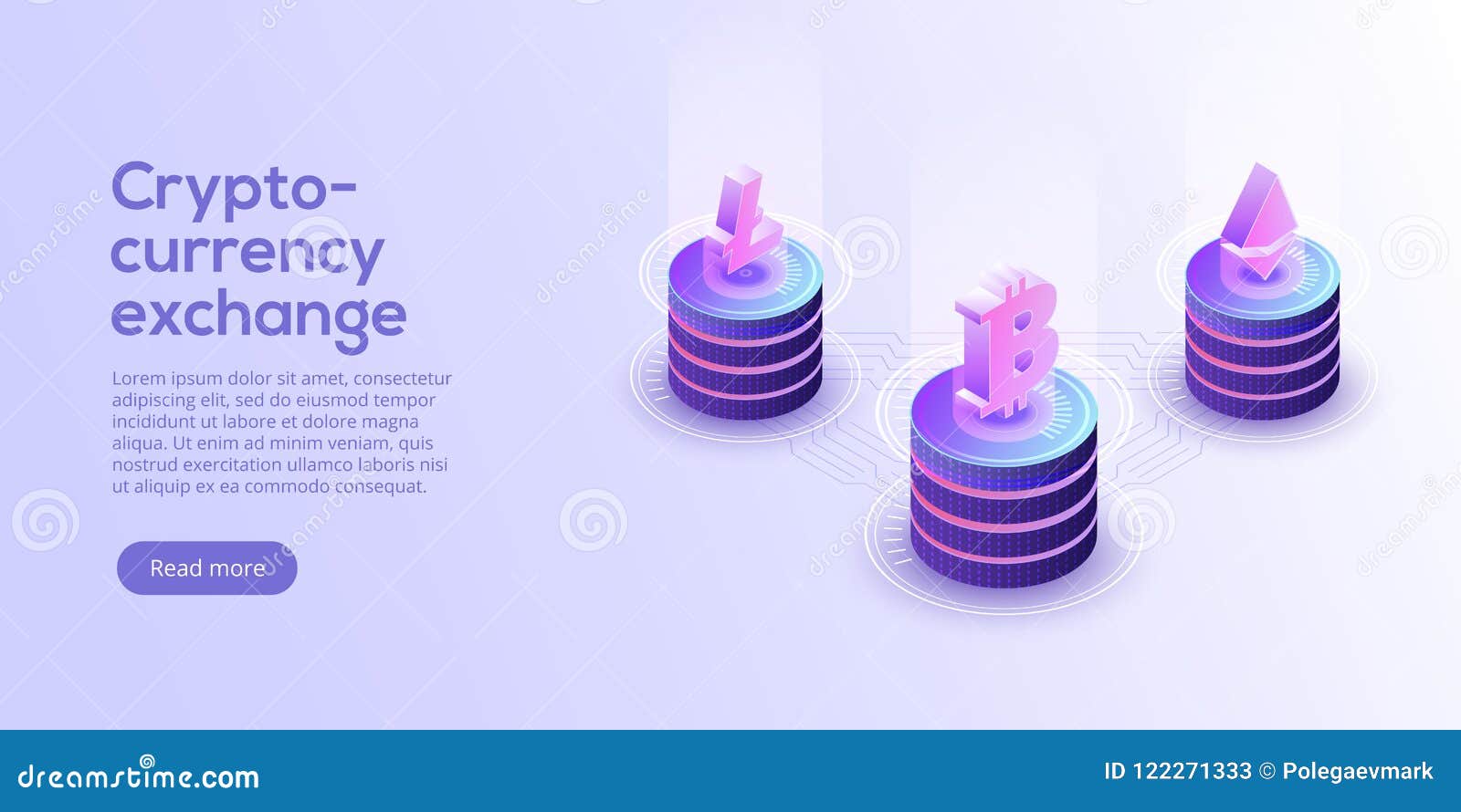 Cryptocoin Exchange Concept Based Web Template Design With Illus ...