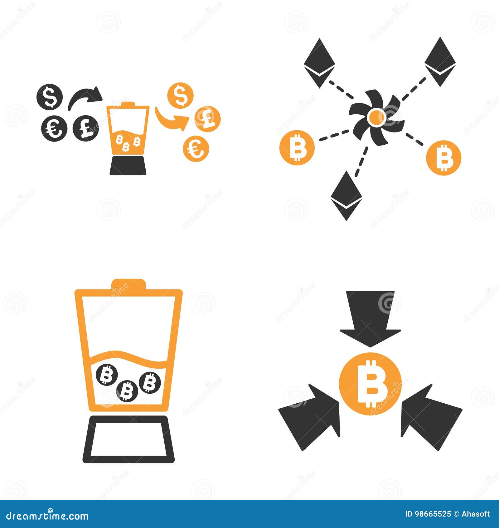 Cryptocurrency Anonymizer Mixer Vector Icon Set Stock Vector ...