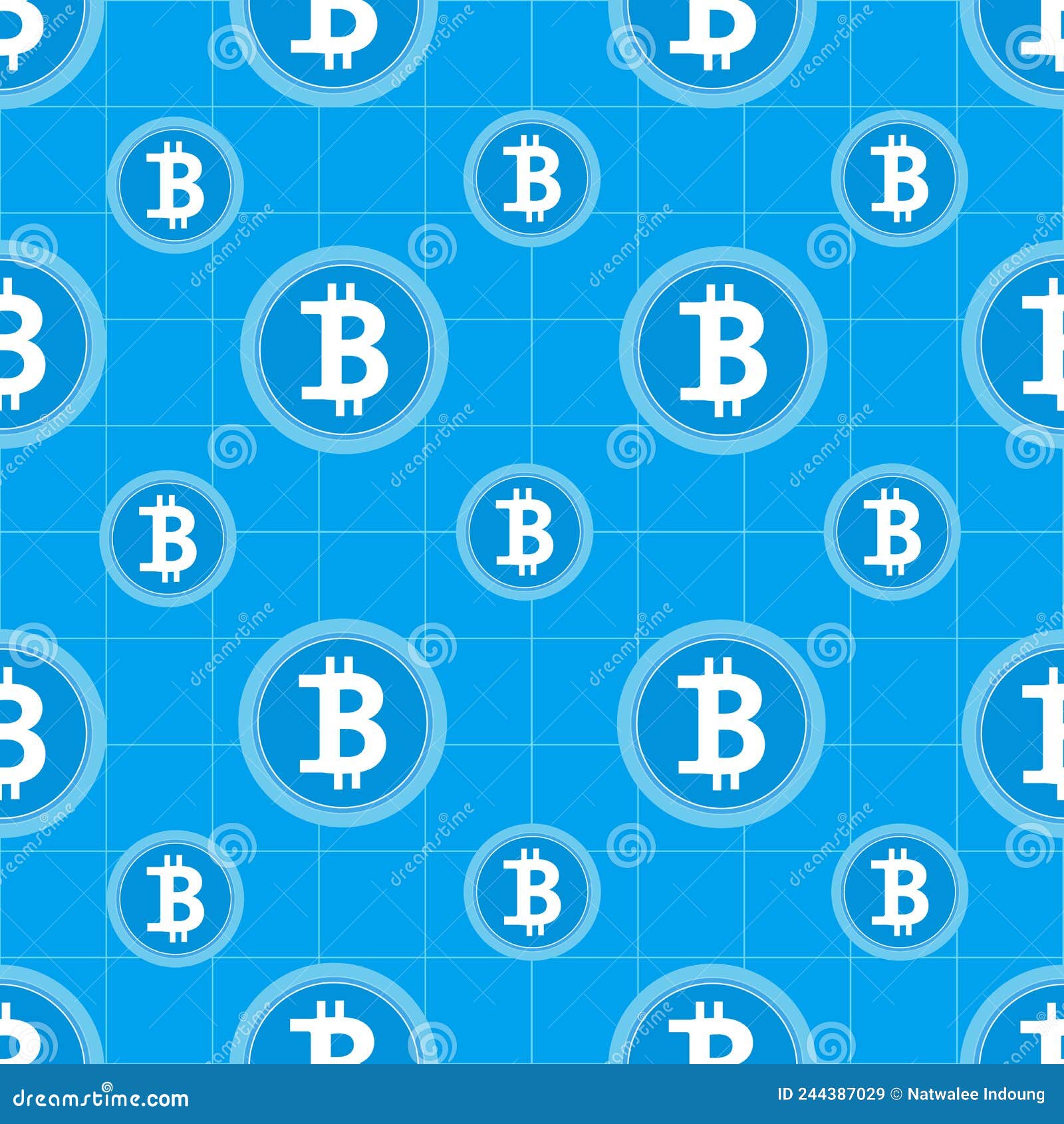 Cryptocurrency Background Bitcoin Seamless Pattern of Bitcoin Mining or ...