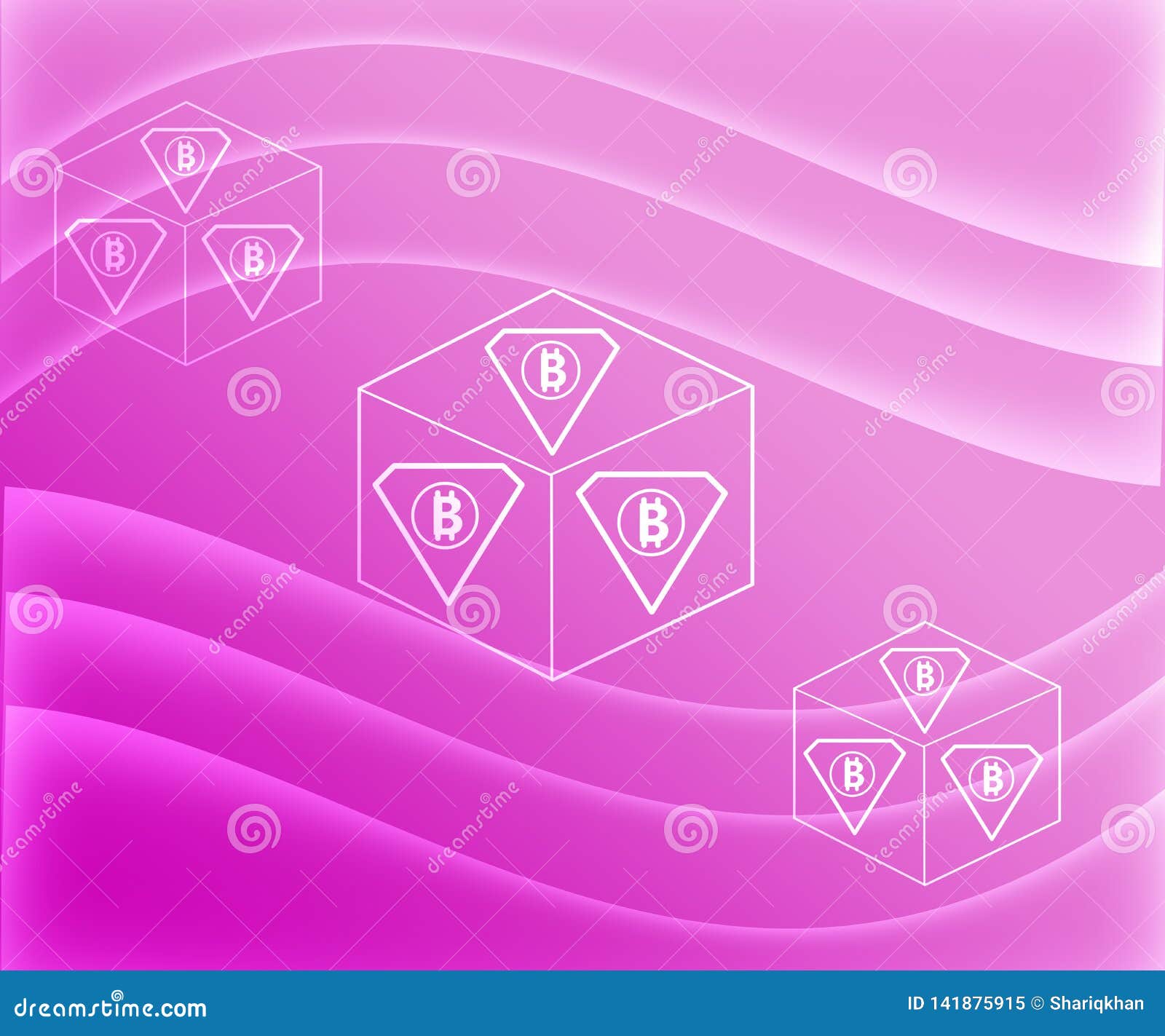 Cryptocurrency Bitcoin Blocks on Pink Gradient Background Stock ...