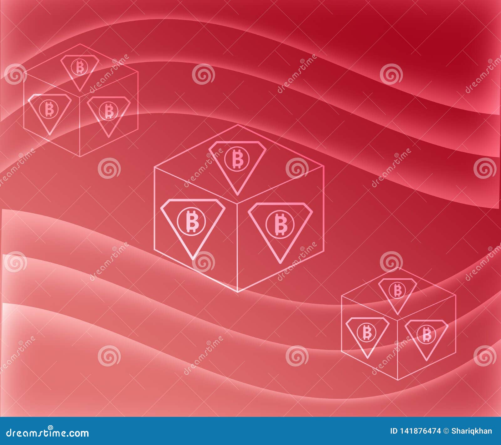 Cryptocurrency Bitcoin Blocks on Red Gradient Background Stock ...