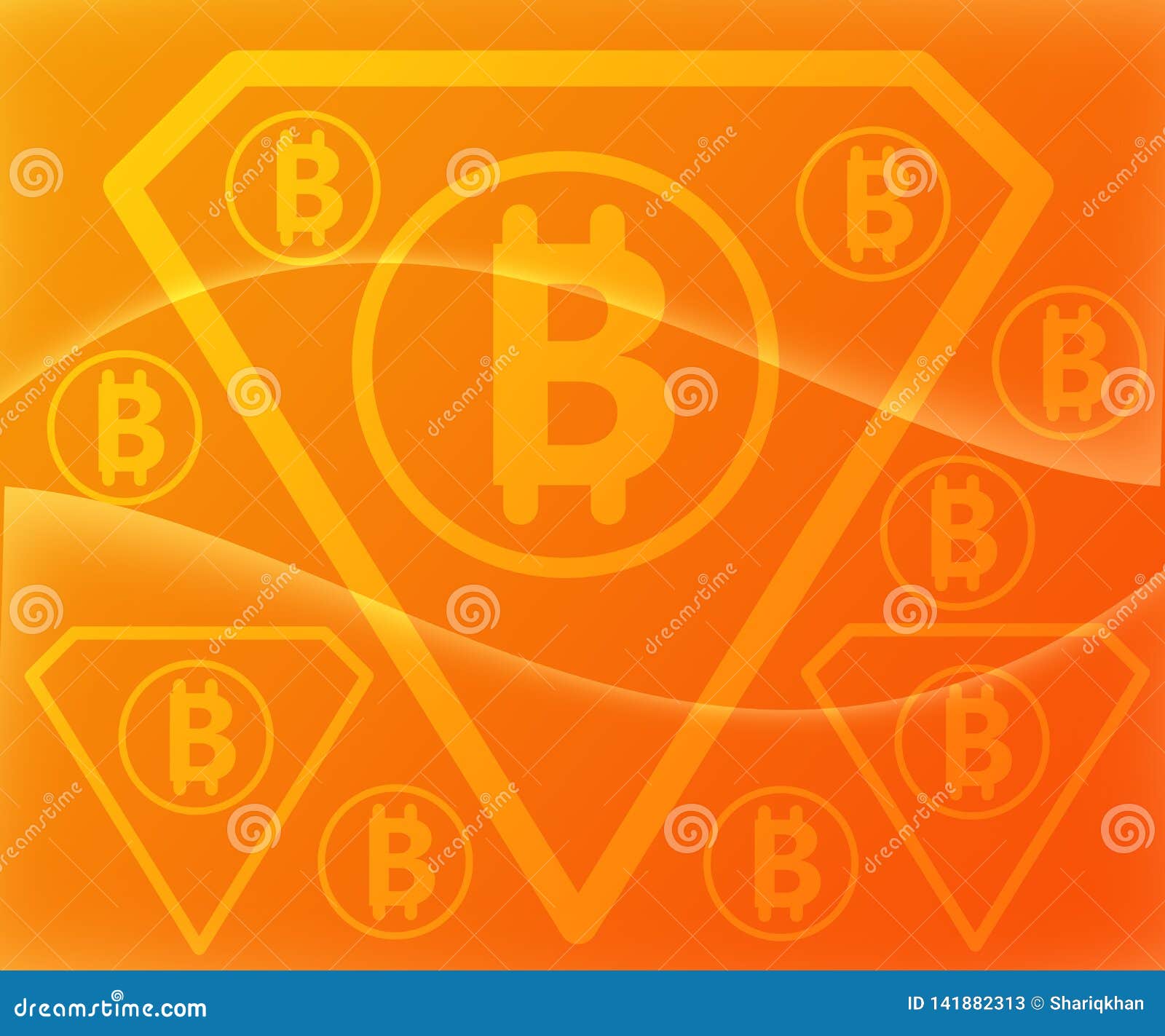 Cryptocurrency Bitcoin Logo on Yellow Orange Gradient Background Stock ...
