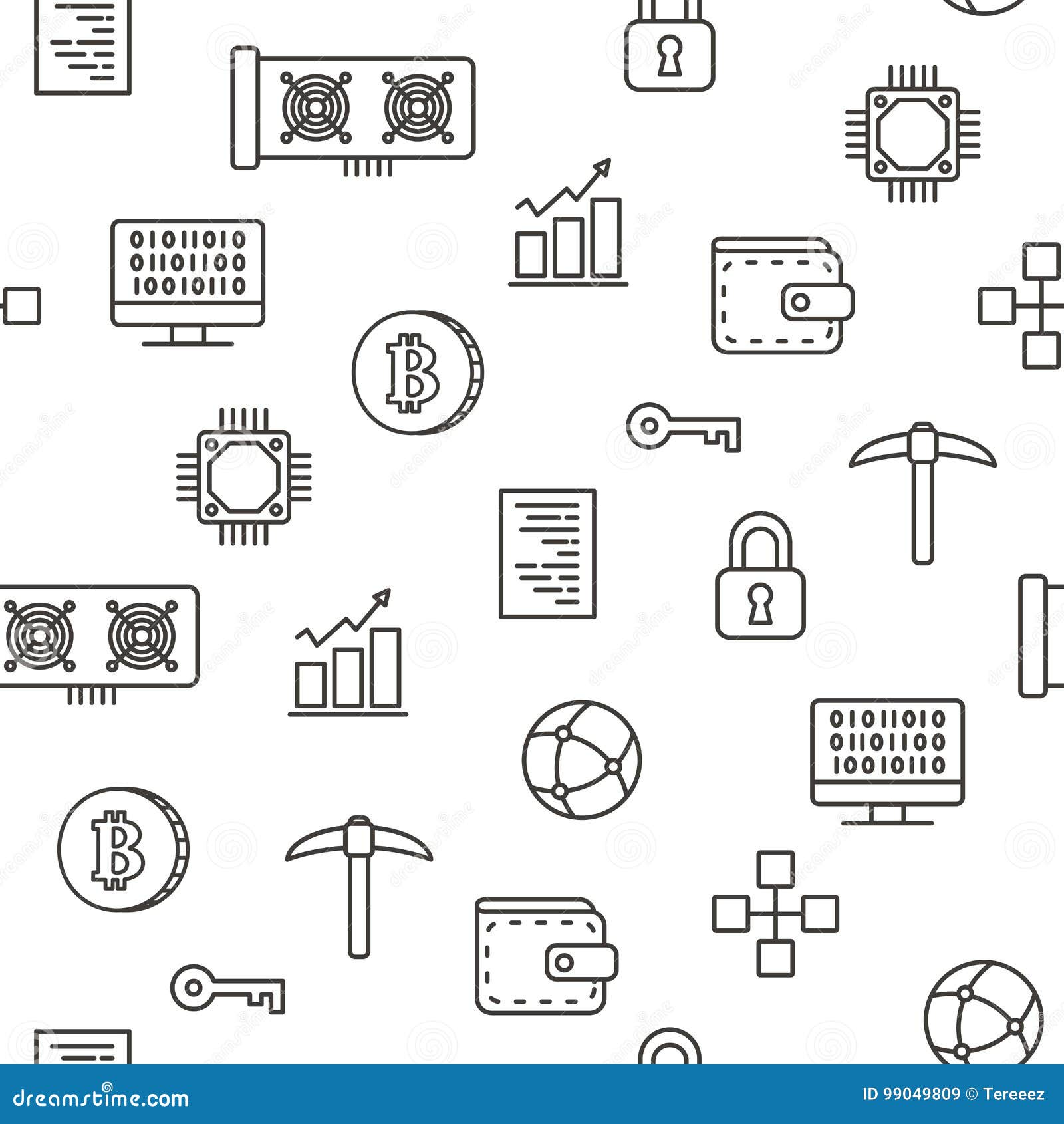 Cryptocurrency Bitcoin Mining Seamless Pattern Icons with White ... Cryptocurrency Bitcoin Mining Seamless Pattern Icons with White ...