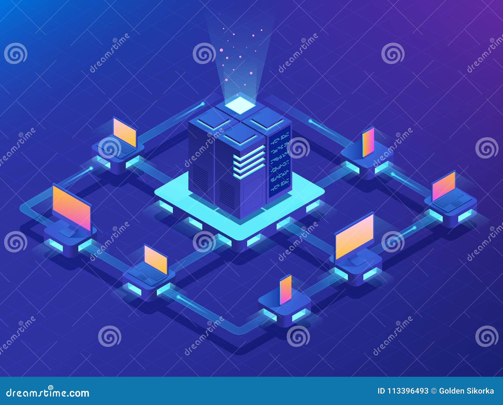 Blockchain Concept Slider Banner Design With Isometric Blocks Chain ...