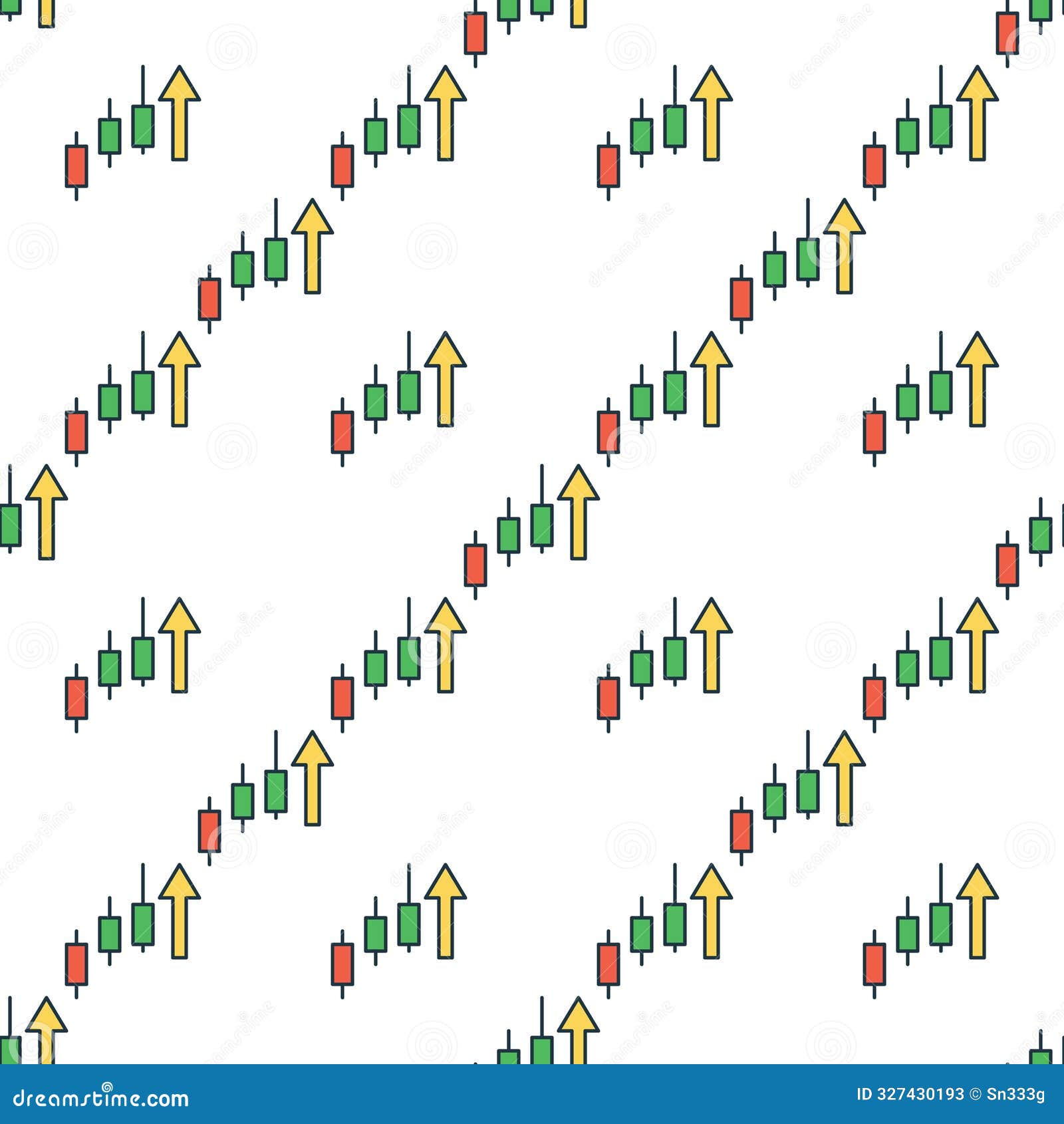 Cryptocurrency Candlestick Up Trend Vector Colored Seamless Pattern ...