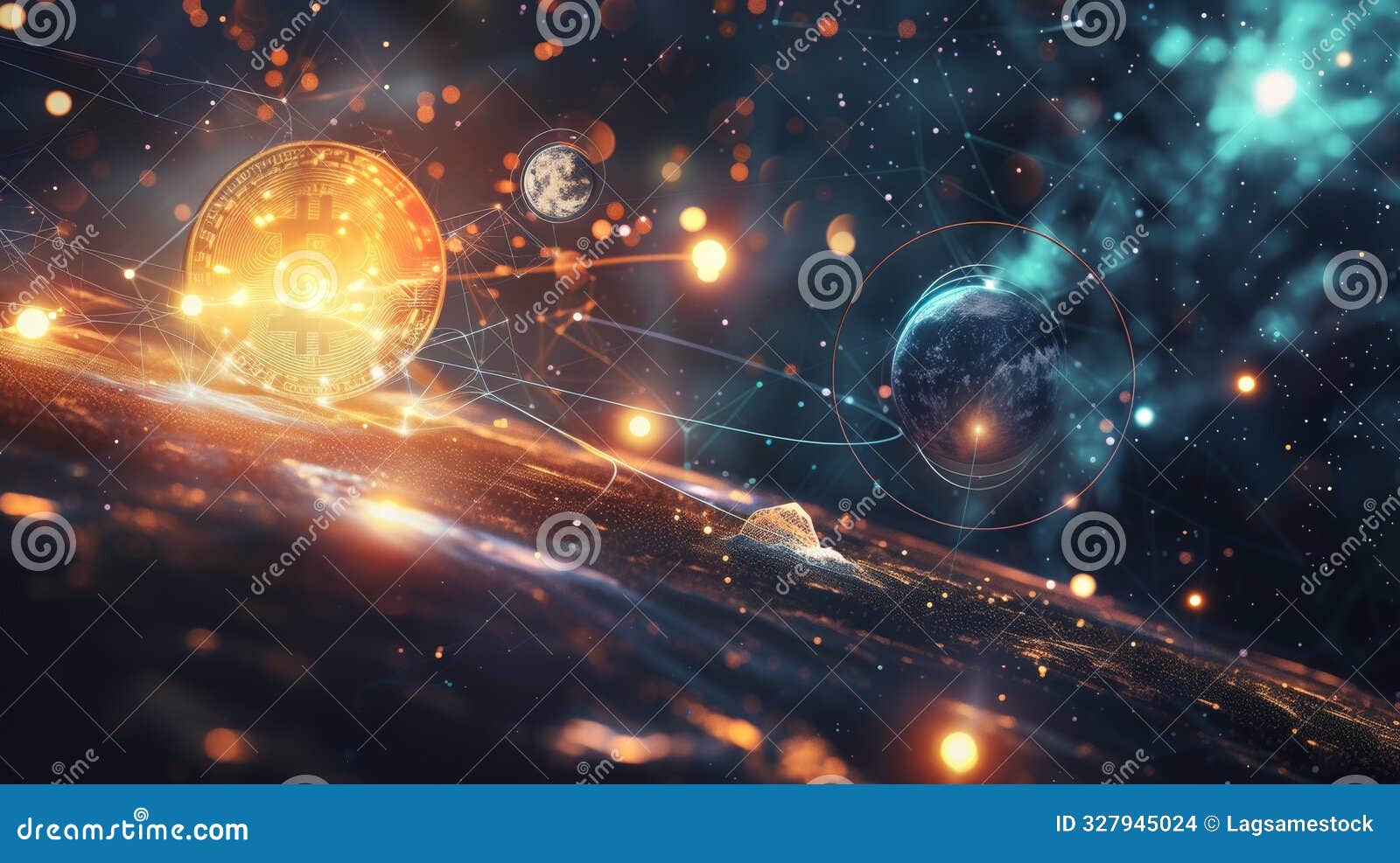 Cryptocurrency Celestial Body in a Magical Solar System Stock ...