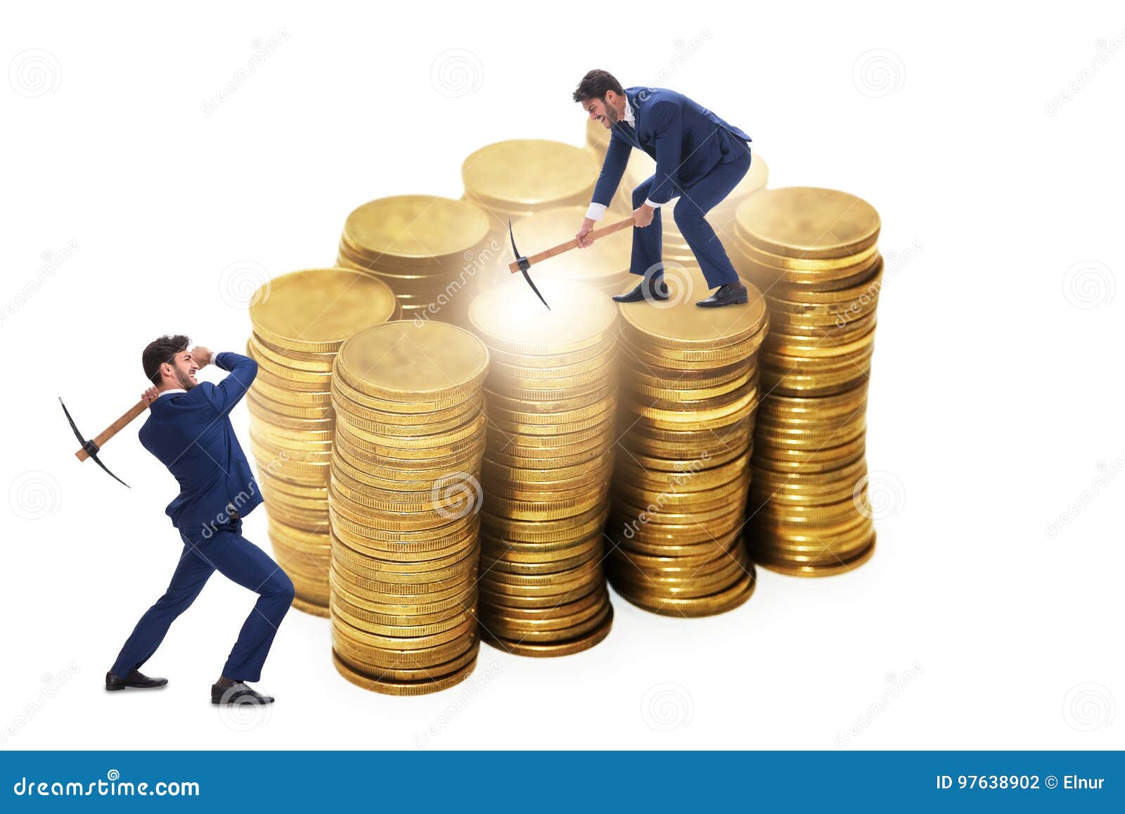 The Cryptocurrency Concept with Businessman Mining Money Stock Photo ...