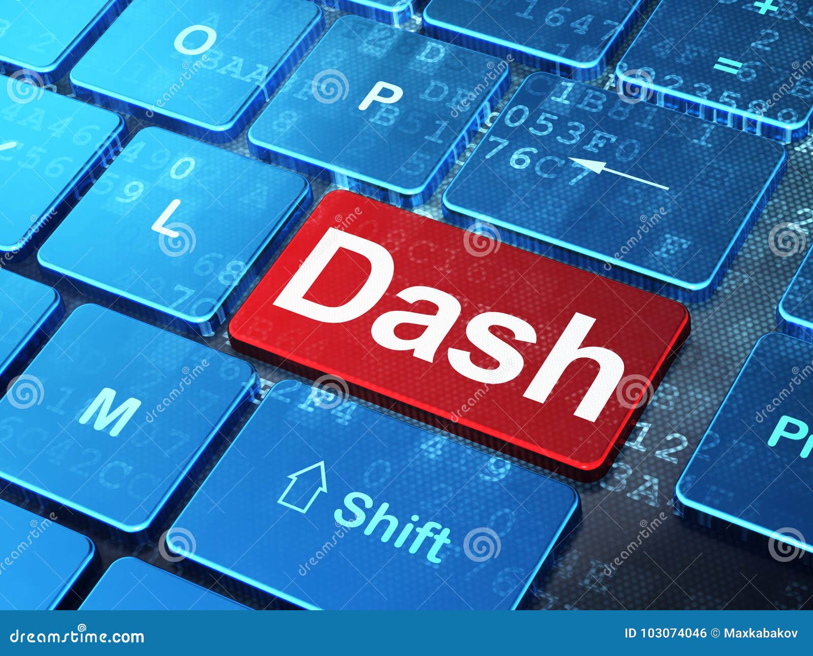 Cryptocurrency Concept: Dash on Computer Keyboard Background Stock ...