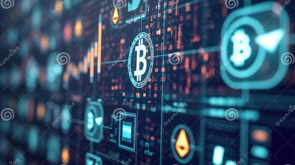 Cryptocurrency Data Analysis with Bitcoin Symbol in Futuristic Design Stock Image - Image of ...