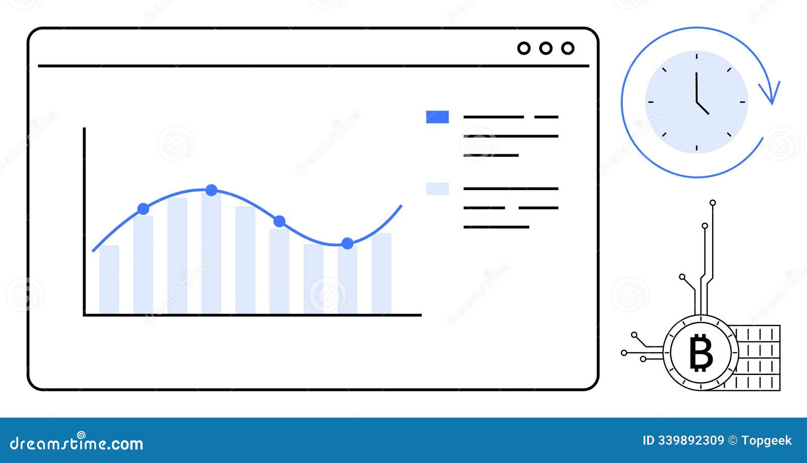 Cryptocurrency Data Analysis with Chart and Bitcoin Symbol Stock Illustration - Illustration of ...