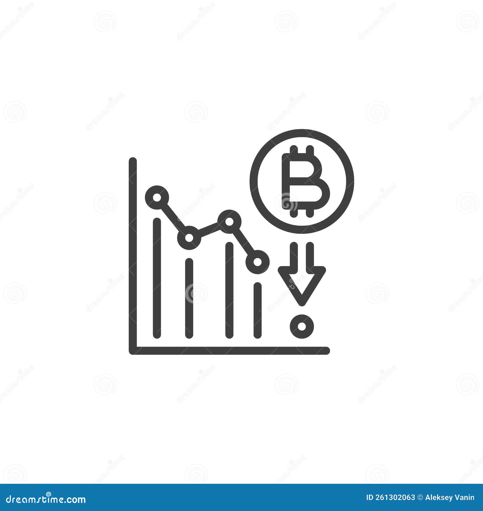 Cryptocurrency Decline Line Icon Stock Vector - Illustration of finance ...