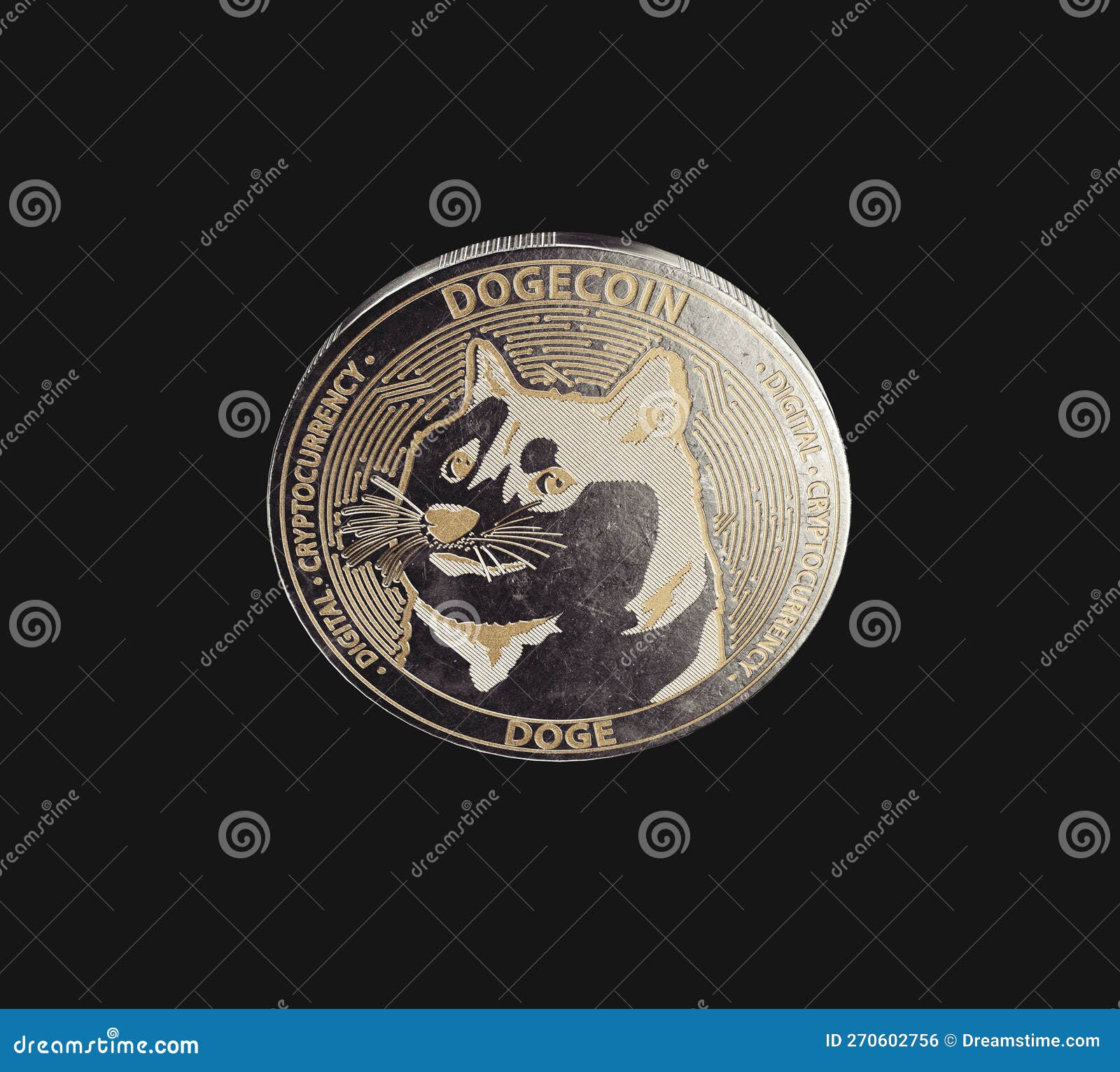 Cryptocurrency Doge Coin stock illustration. Illustration of peertopeer ...