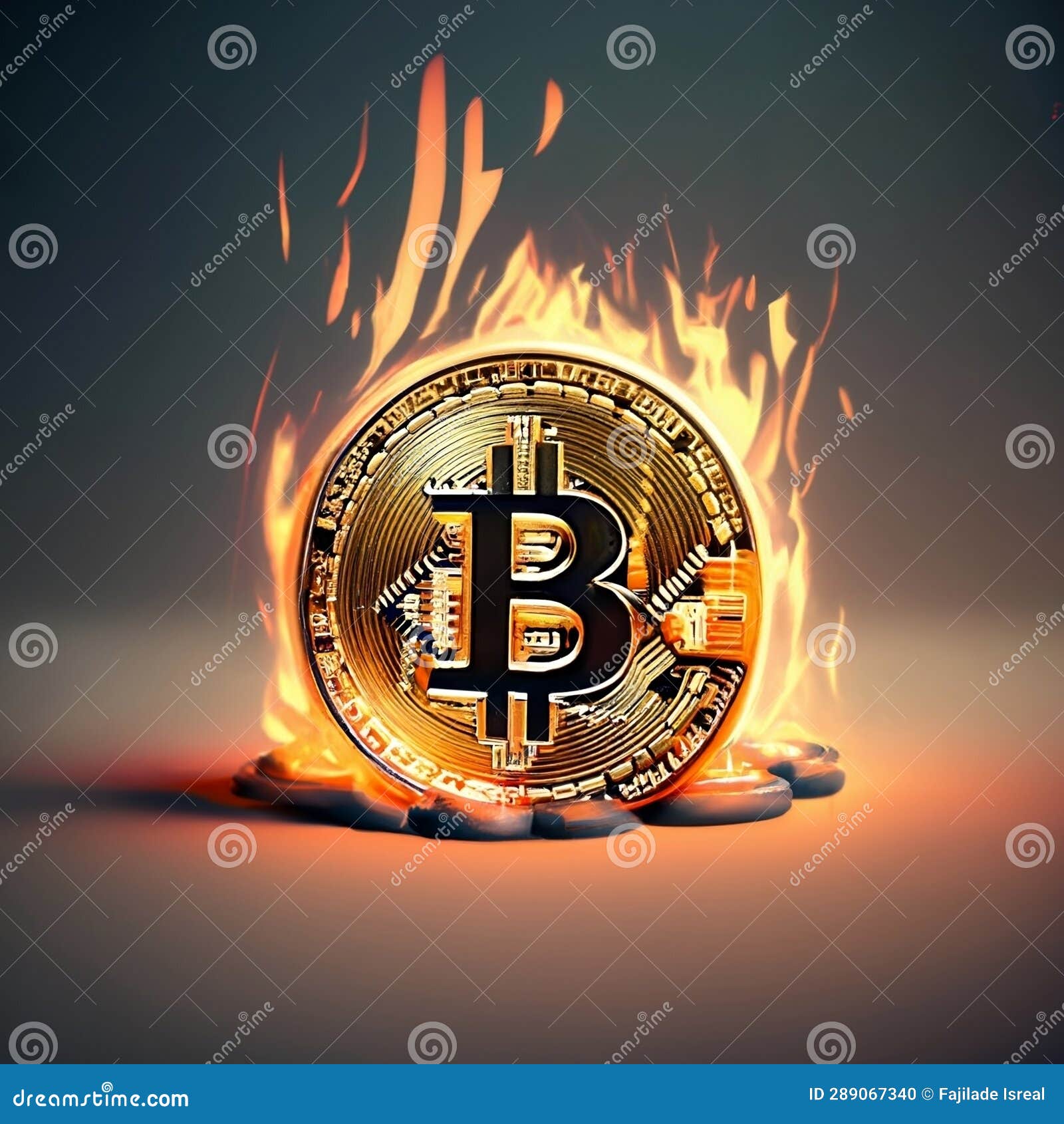 Cryptocurrency on Fire. Generated Ai Stock Illustration - Illustration ...