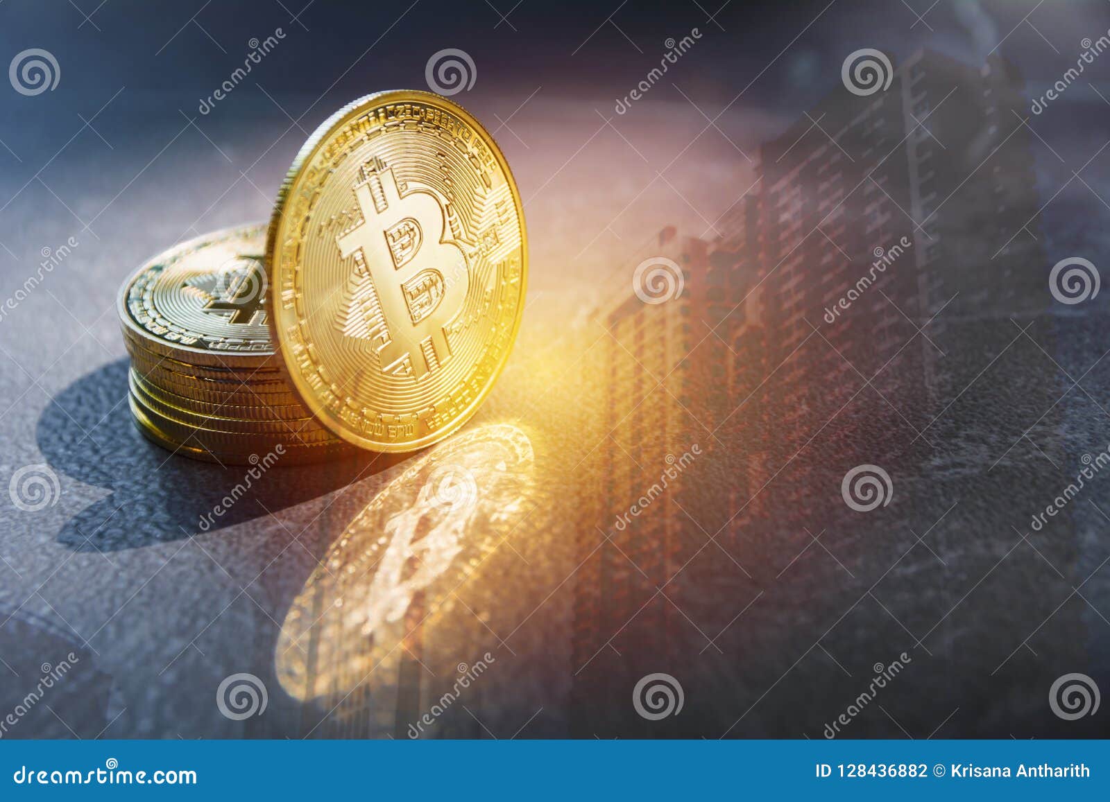 Cryptocurrency Golden Bitcoin. Technology Cryptocurrency and Fin Stock ...