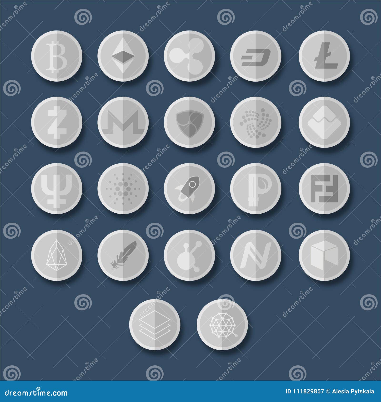 Cryptocurrency icons set. editorial photography. Illustration of cash ...
