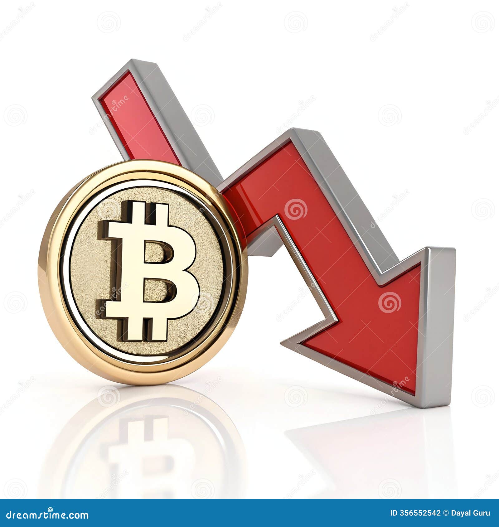 Cryptocurrency Loss 3D Icon, Financial Loss Symbol Isolated on White ...